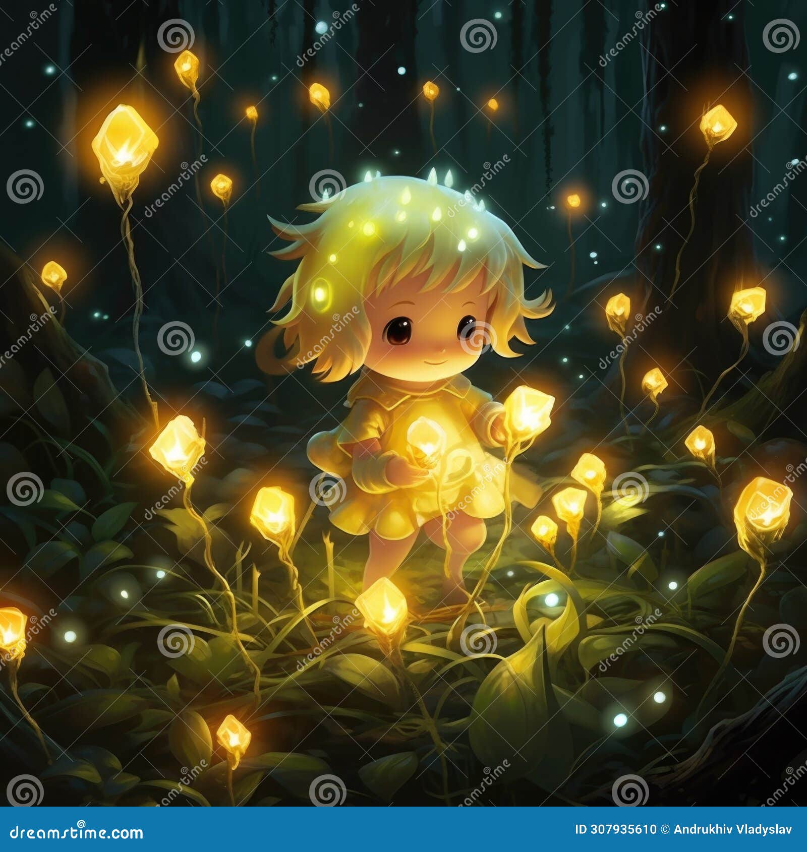 Cute little luminous being stock illustration. Illustration of radiant ...