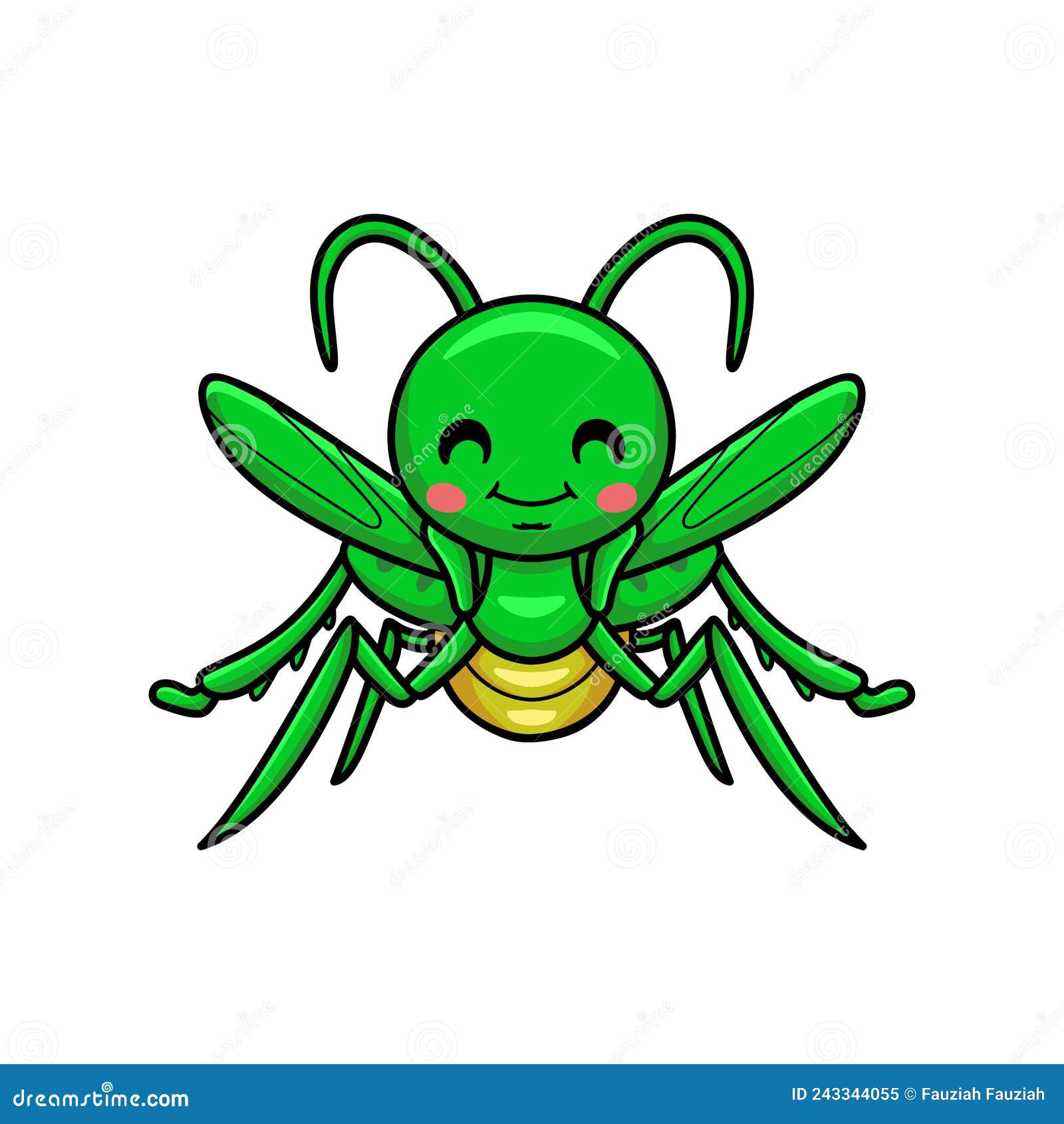 Cute Little Mantis Cartoon Character Stock Vector - Illustration of ...