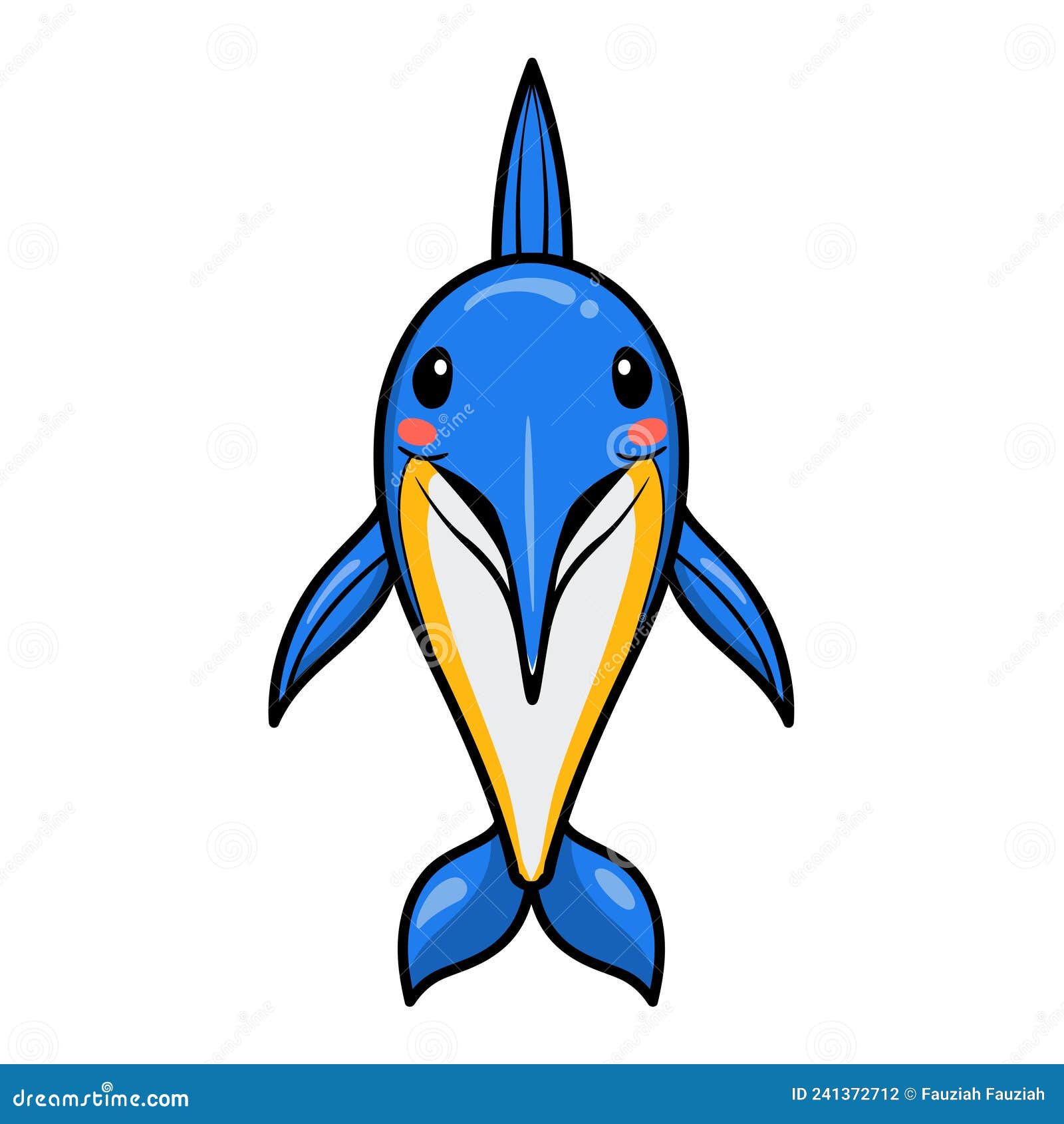 Cute Little Marlin Cartoon Posing Stock Vector - Illustration of ...