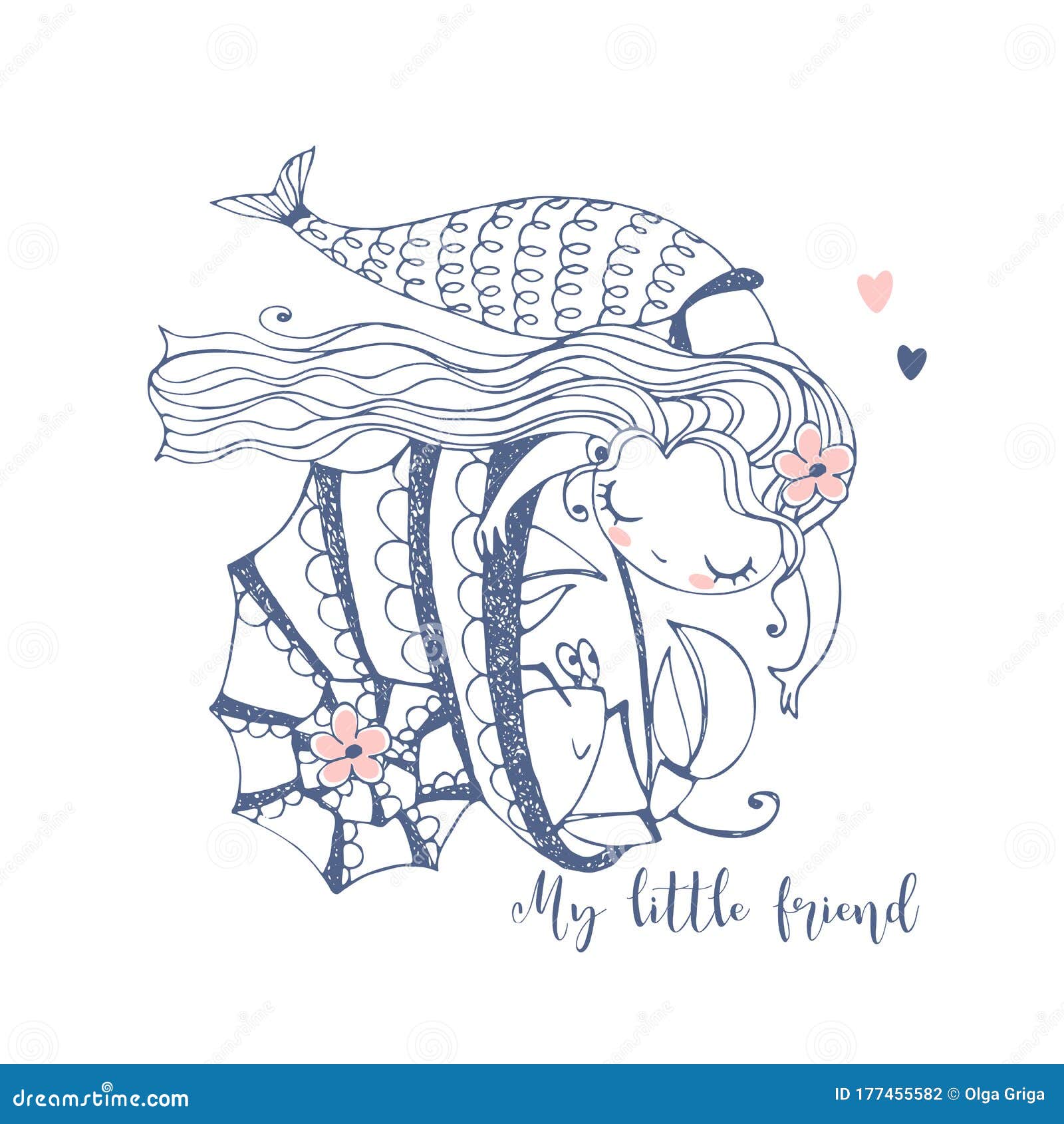 Mermaid Playing With Bubbles. Cute Cartoon Smiling Mermaid Clip Art ...