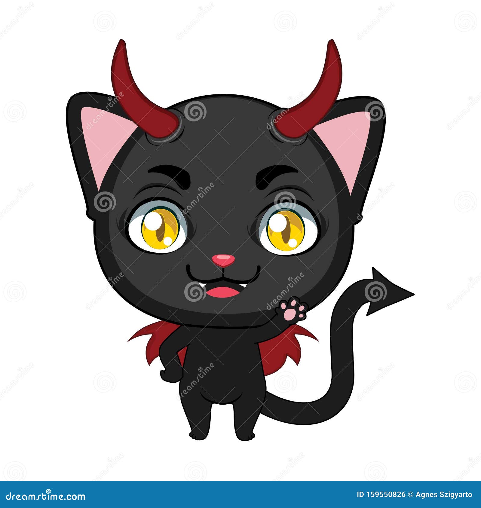Cute Little Devil Cat Illustration Stock Vector - Illustration of holiday, scary: 159550826