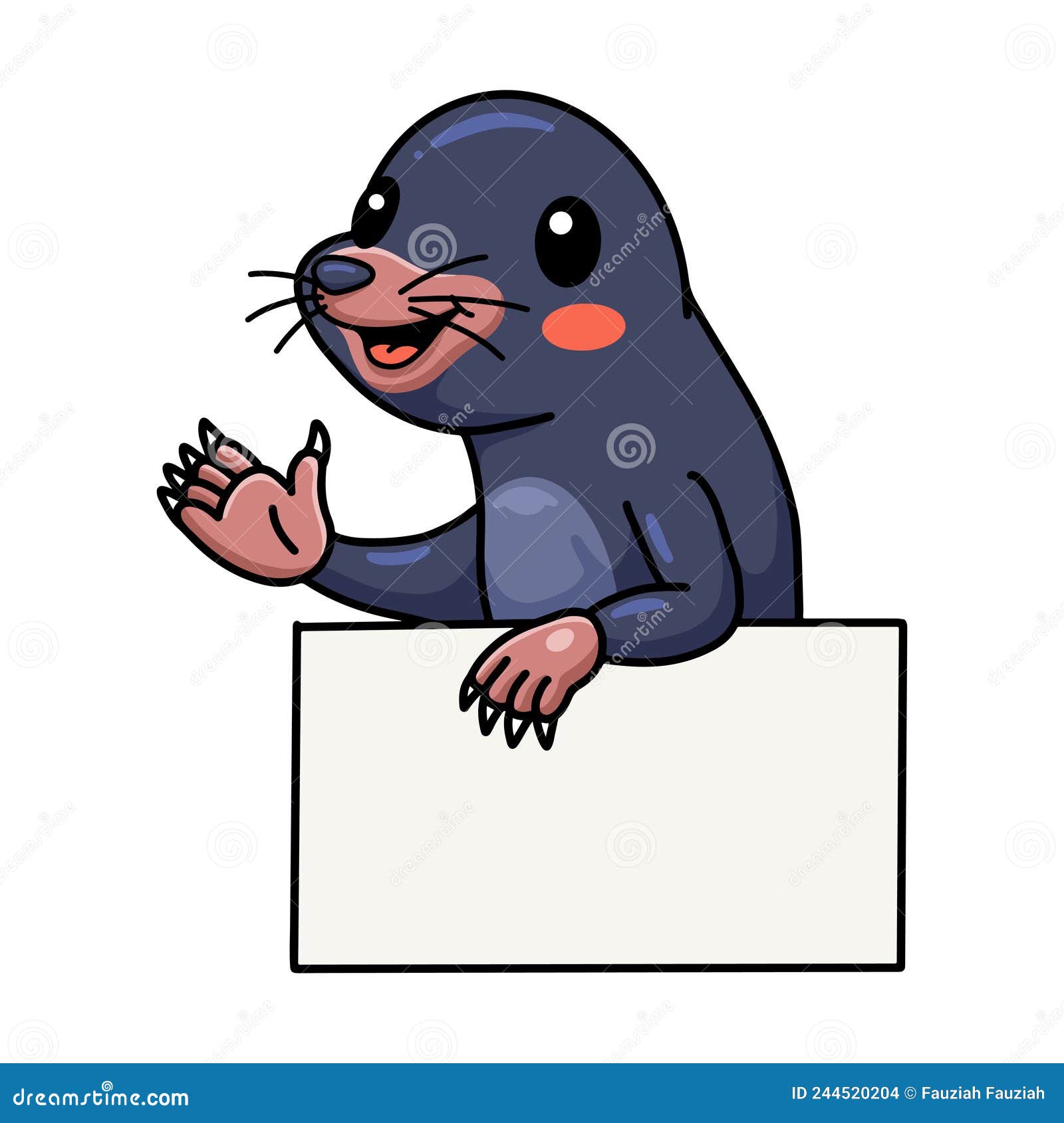 Cute Little Mole Cartoon with Blank Sign Stock Vector - Illustration of ...