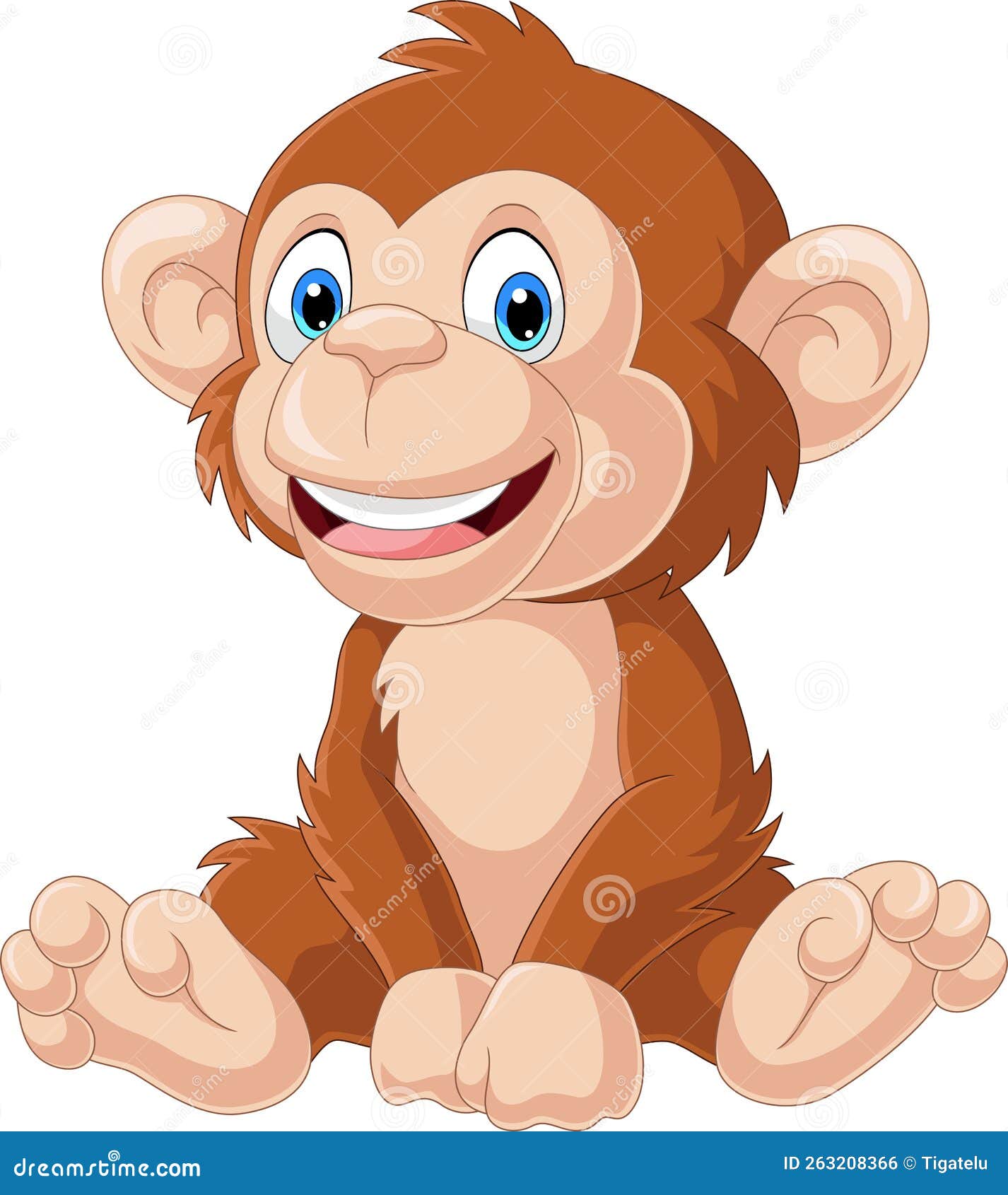 Cute Little Monkey Cartoon Sitting Stock Vector - Illustration of ...