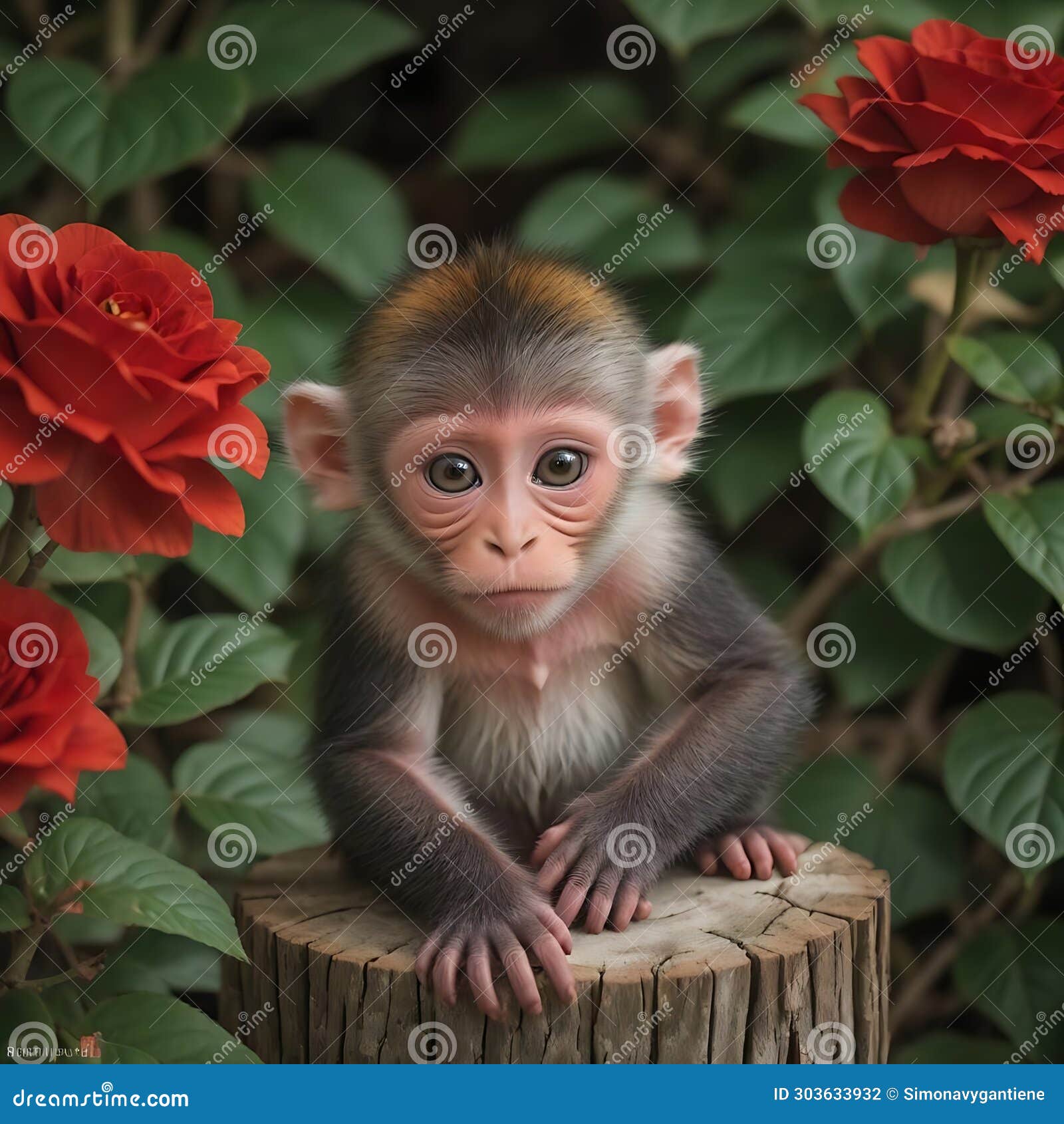 Cute Little Monkey Flower Around Stock Photo - Image of flower, little ...