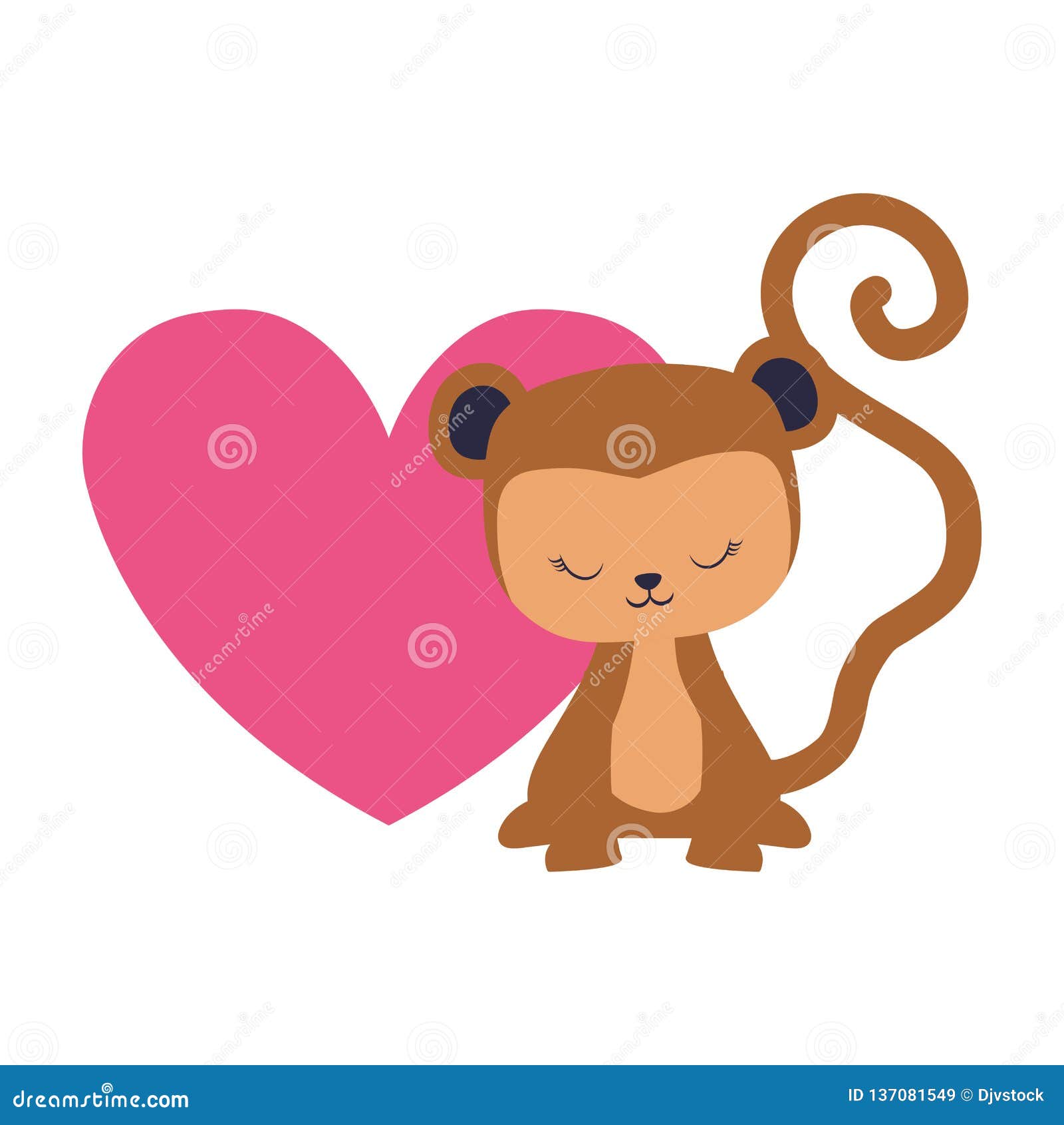 Cute and Little Monkey with Heart Stock Vector - Illustration of mascot ...