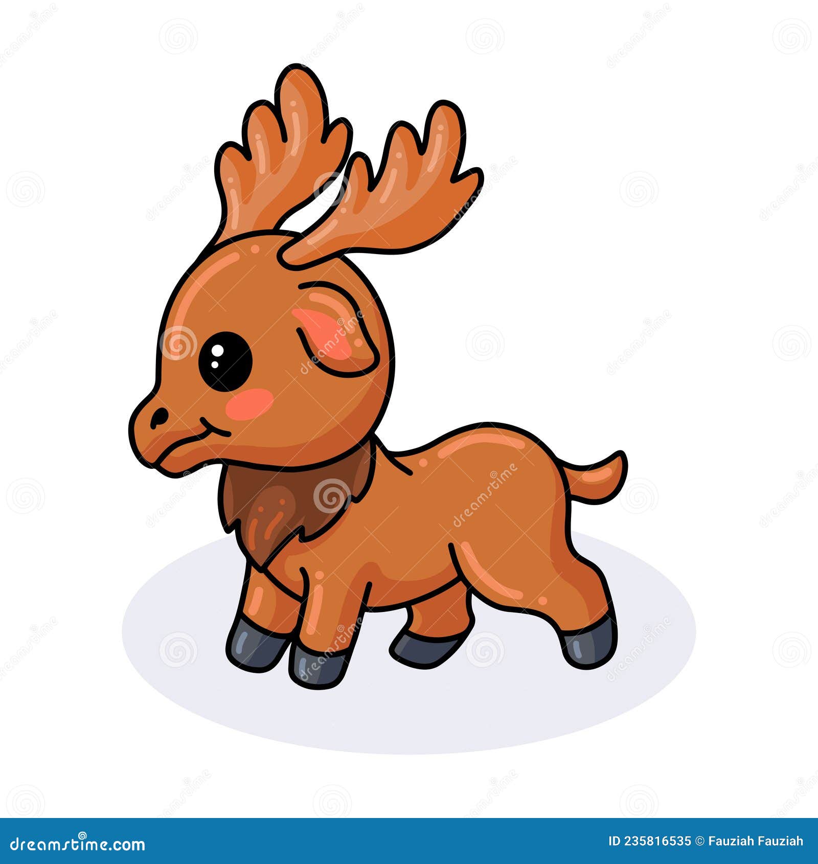 Cute Little Moose Cartoon Posing Stock Vector - Illustration of flat ...
