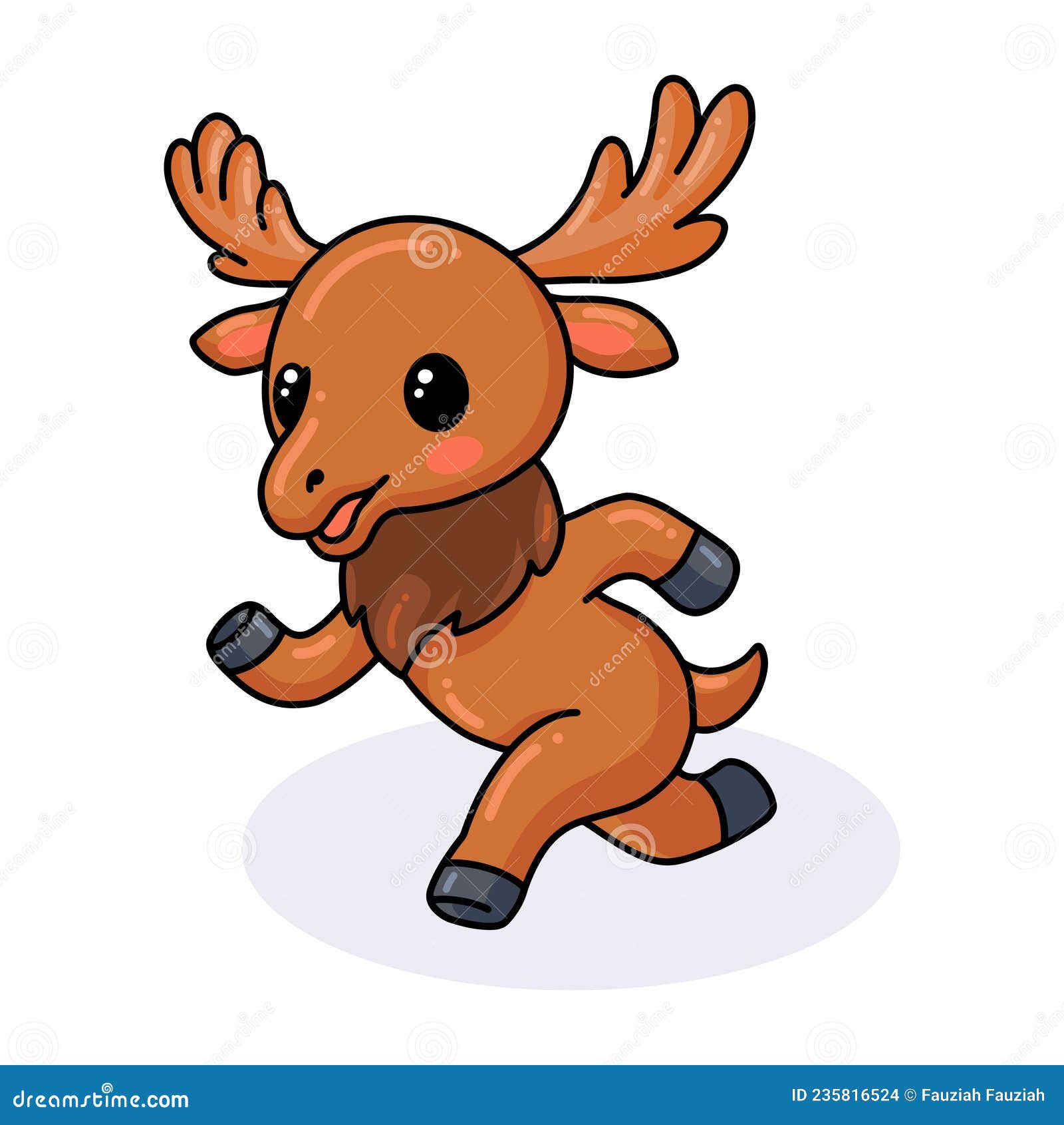Cute Little Moose Cartoon Running Stock Vector - Illustration of mammal ...
