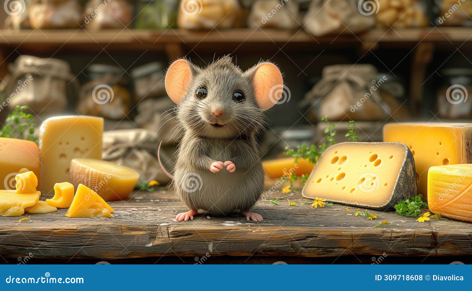 Cute Little Mouse with Cheese Stock Illustration - Illustration of ...