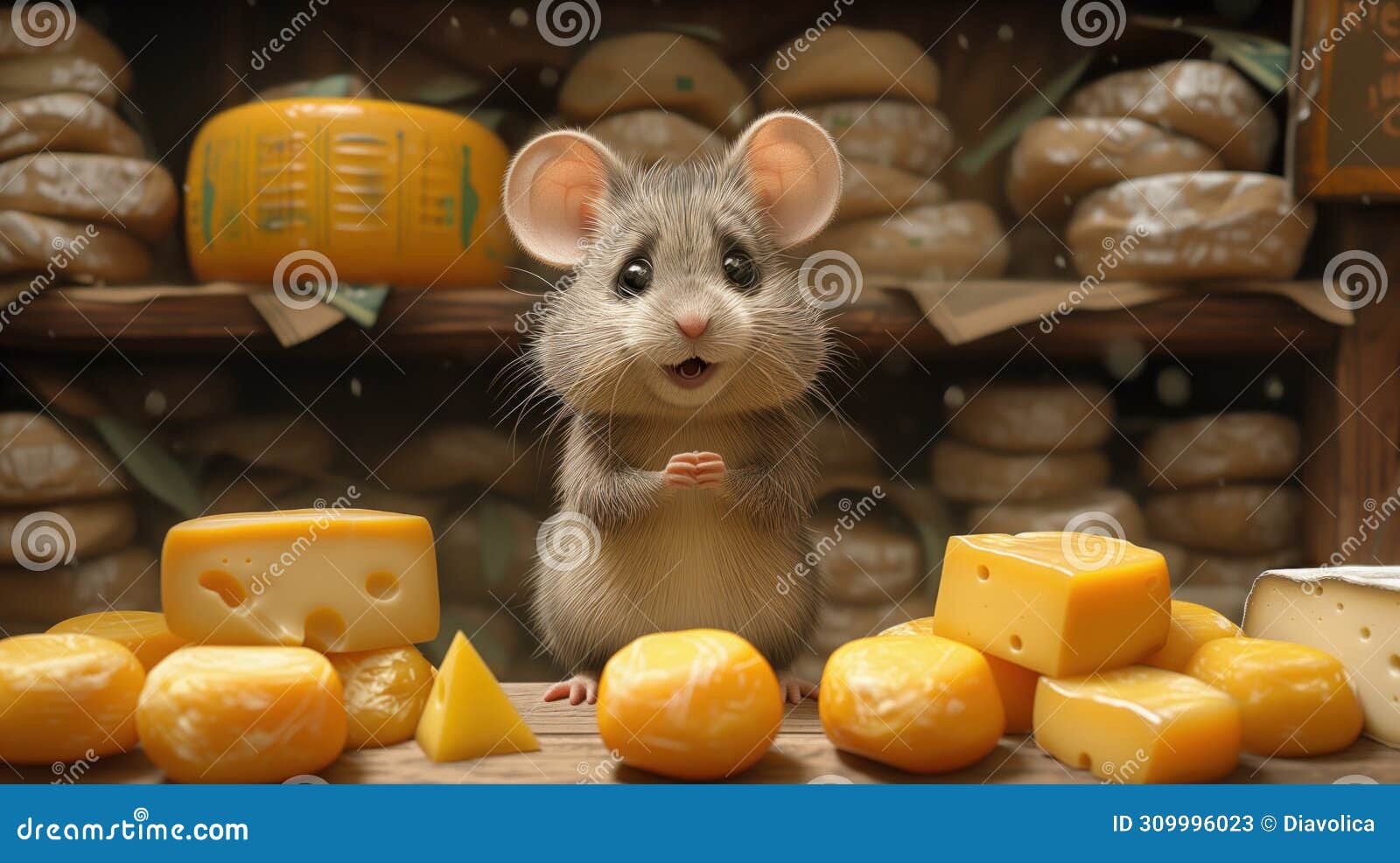 Cute Little Mouse with Cheese Stock Illustration - Illustration of ...