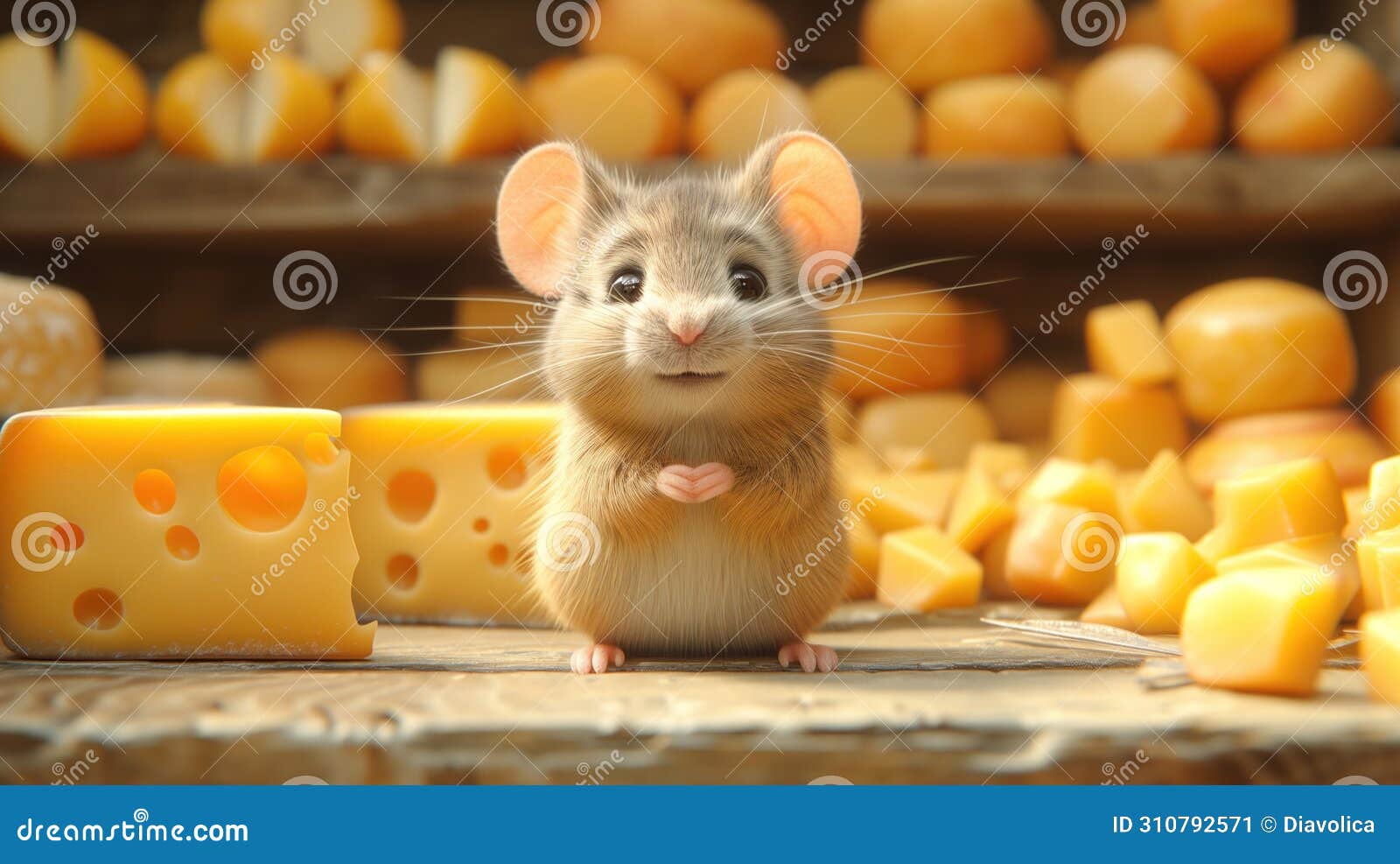 Cute Little Mouse with Cheese Stock Illustration - Illustration of ...