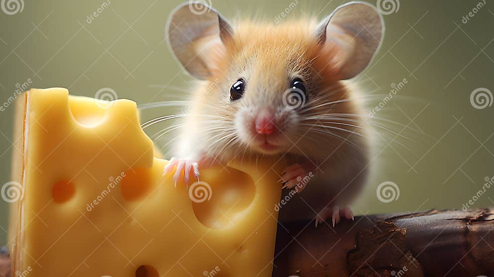 Cute Little Mouse Eating Cheese Stock Illustration - Illustration of ...