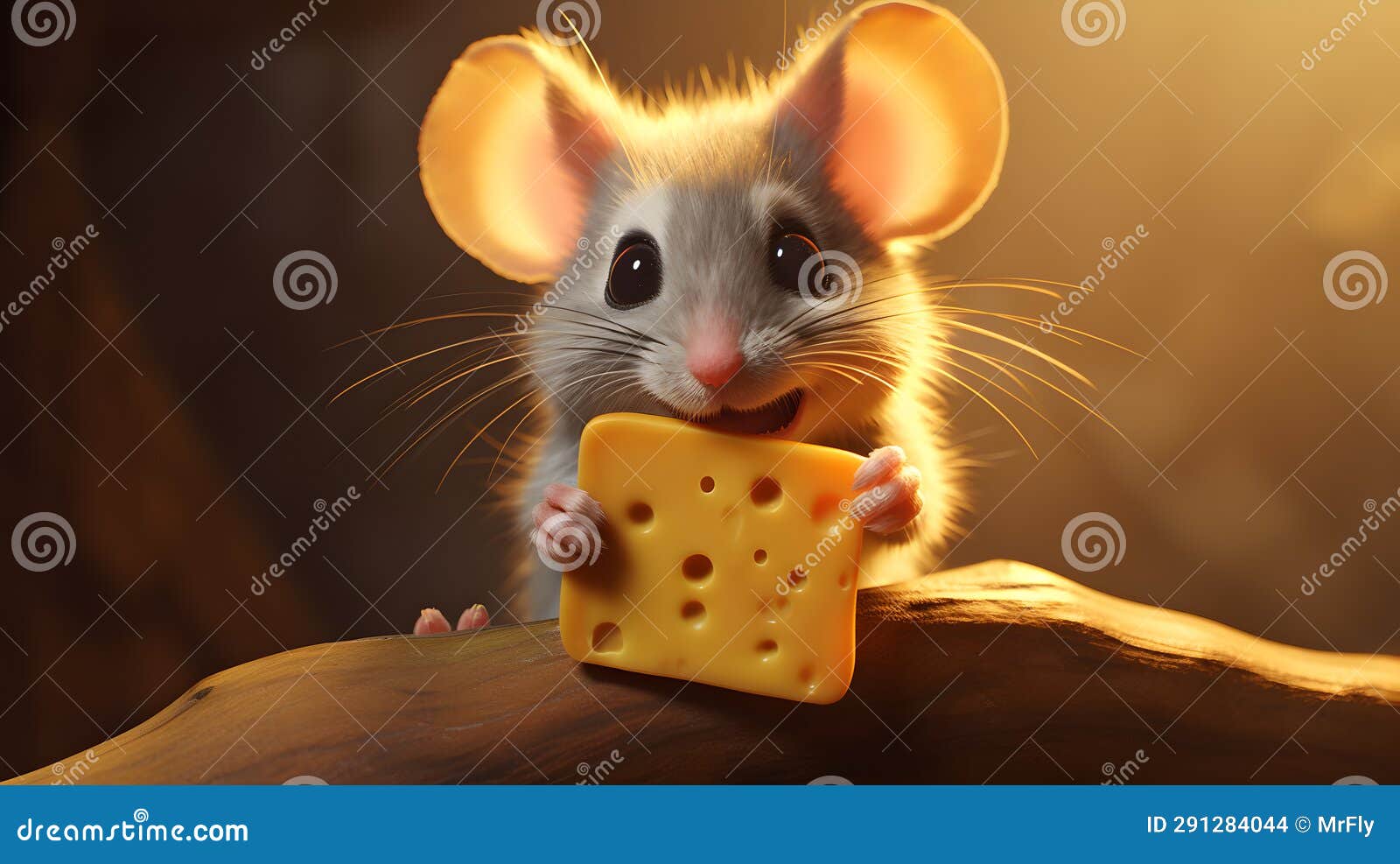 Cute Little Mouse Eating Cheese Stock Illustration - Illustration of ...