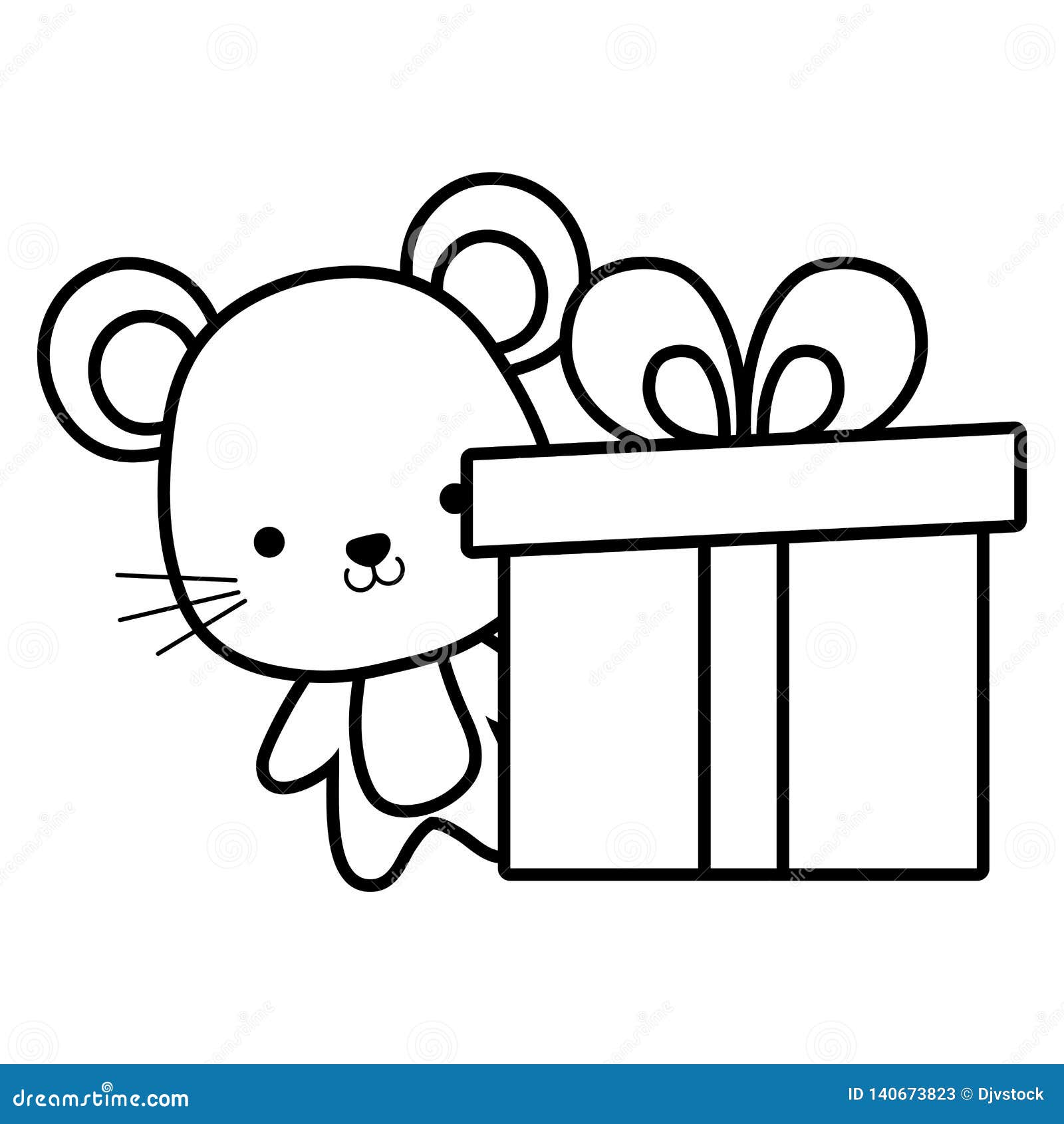 Cute and Little Mouse with Gift Box Stock Vector - Illustration of ...