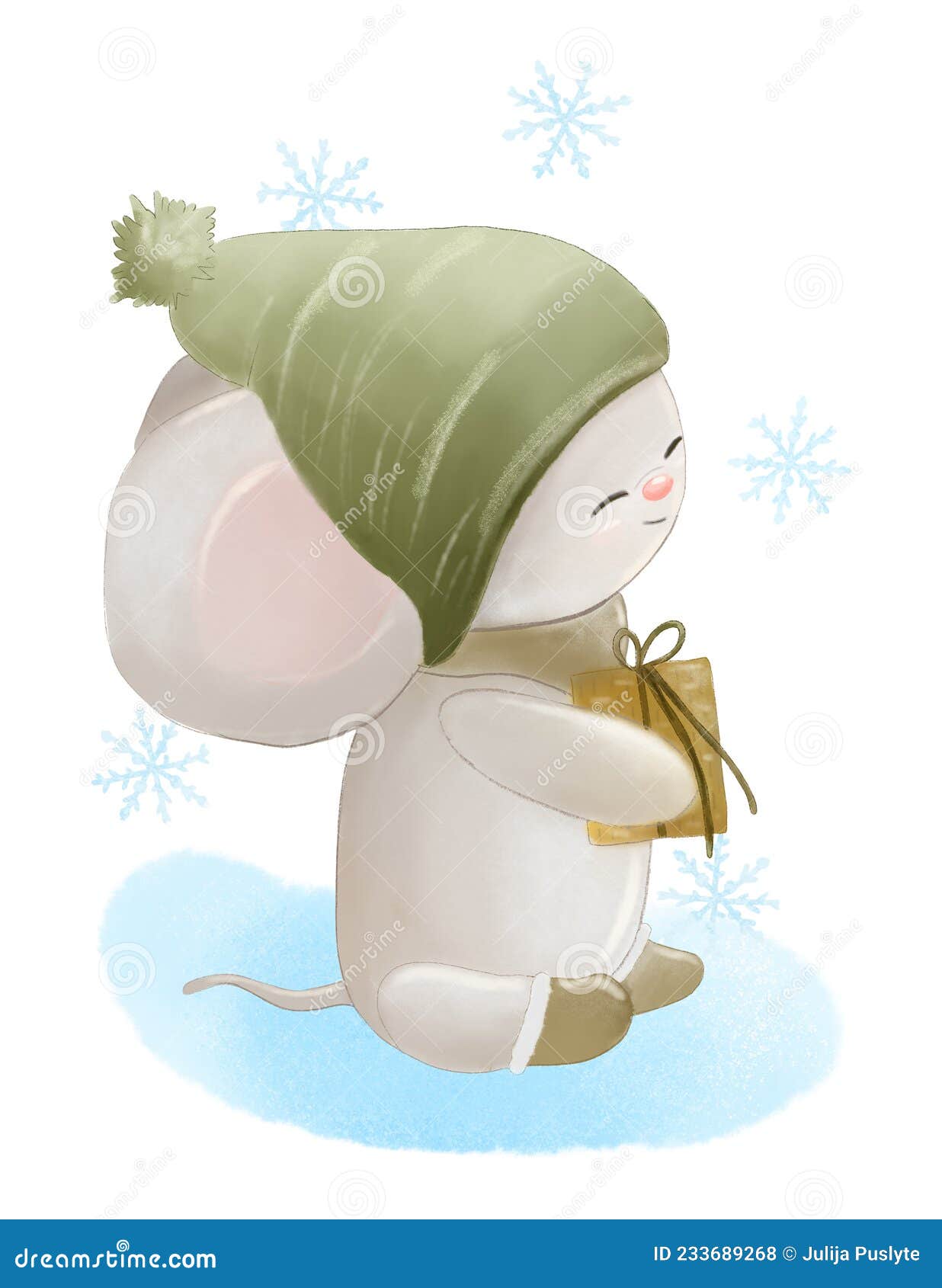 Cute Little Mouse with Gift in Hands Illustration Stock Illustration ...