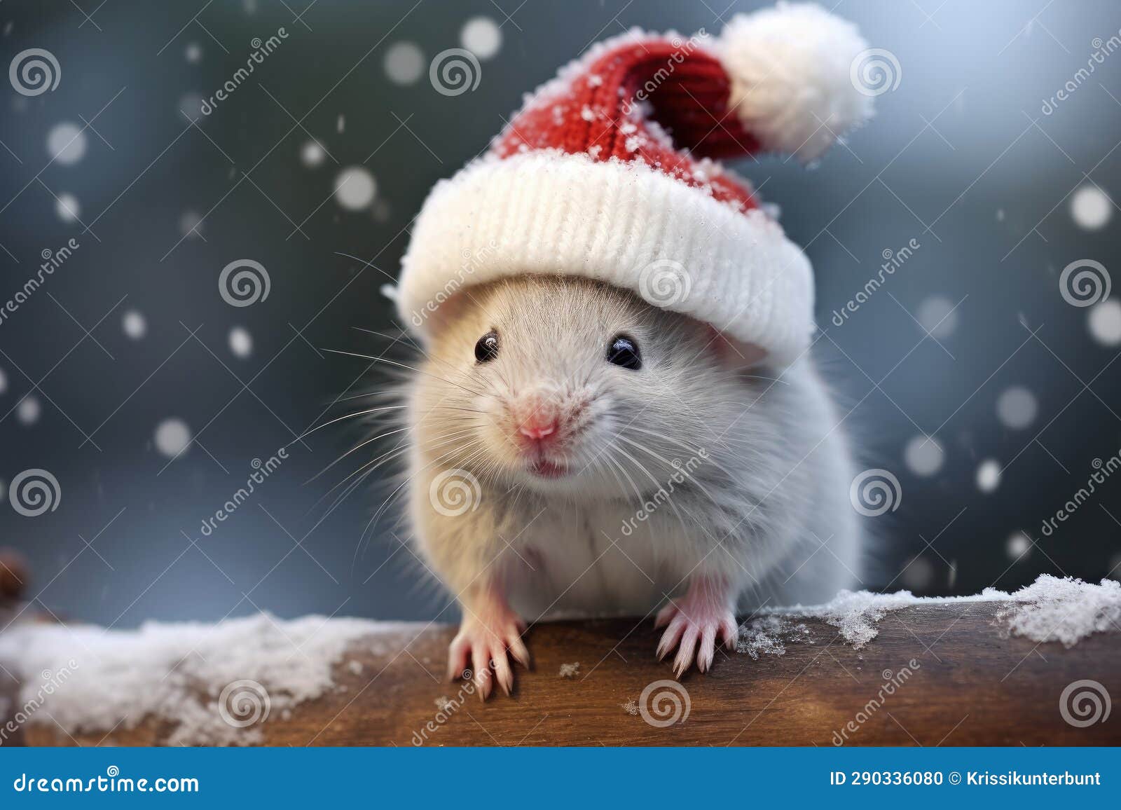 Cute Little Mouse with Santa Hat Stock Illustration - Illustration of ...
