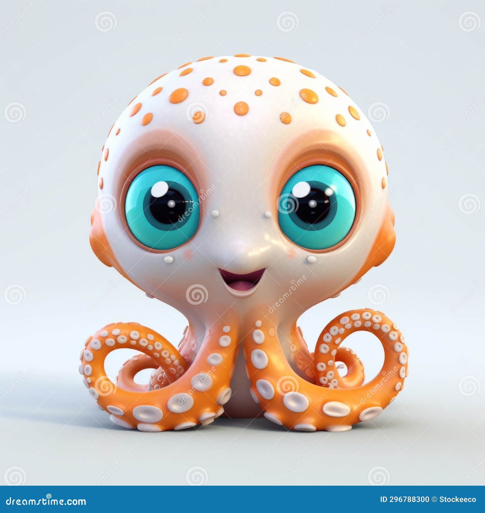 Cute Little Octopus Model in 3d - Realistic Hyper-detailed Rendering ...