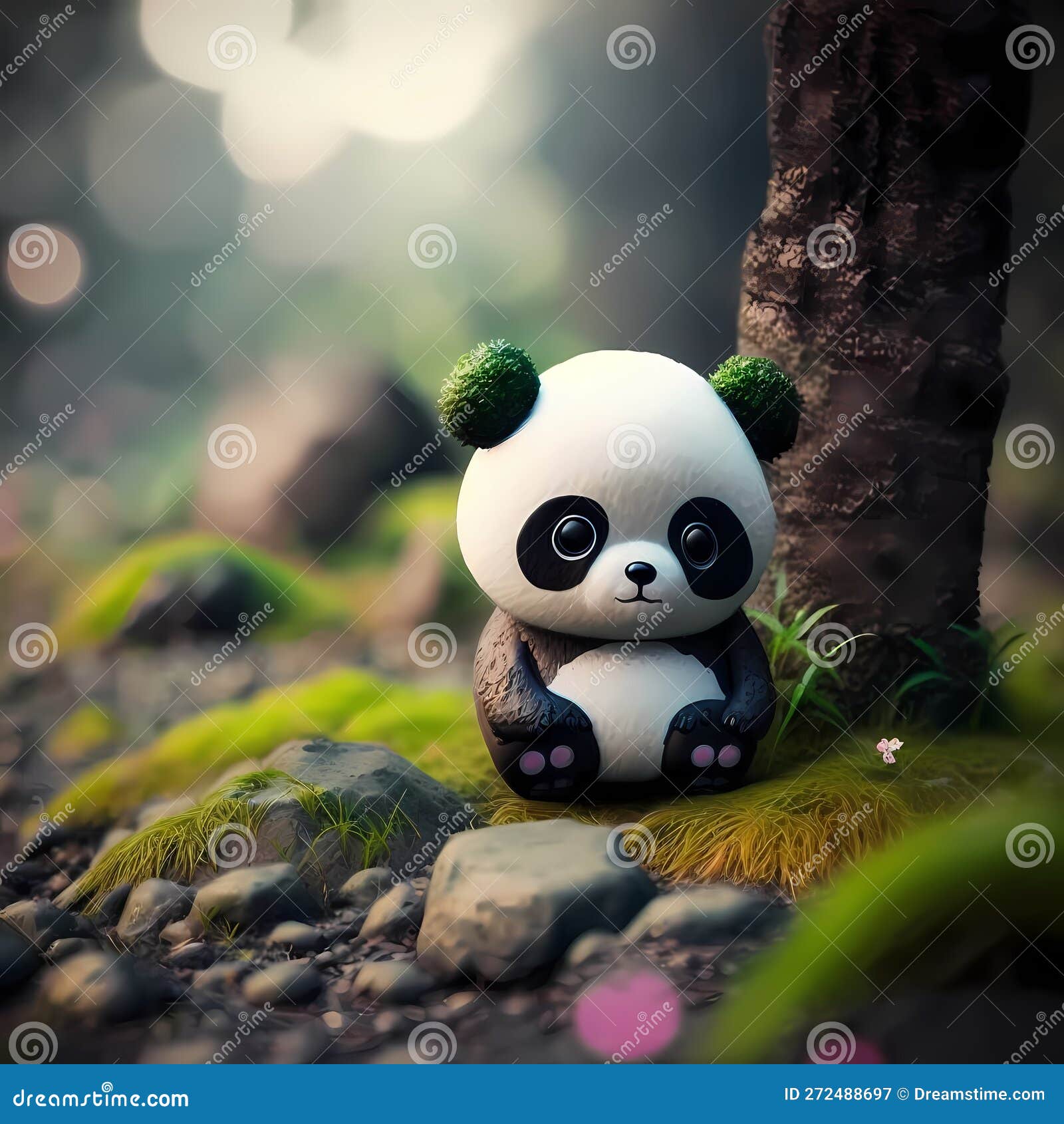 Cute Little Panda. Generative AI Stock Illustration - Illustration of ...