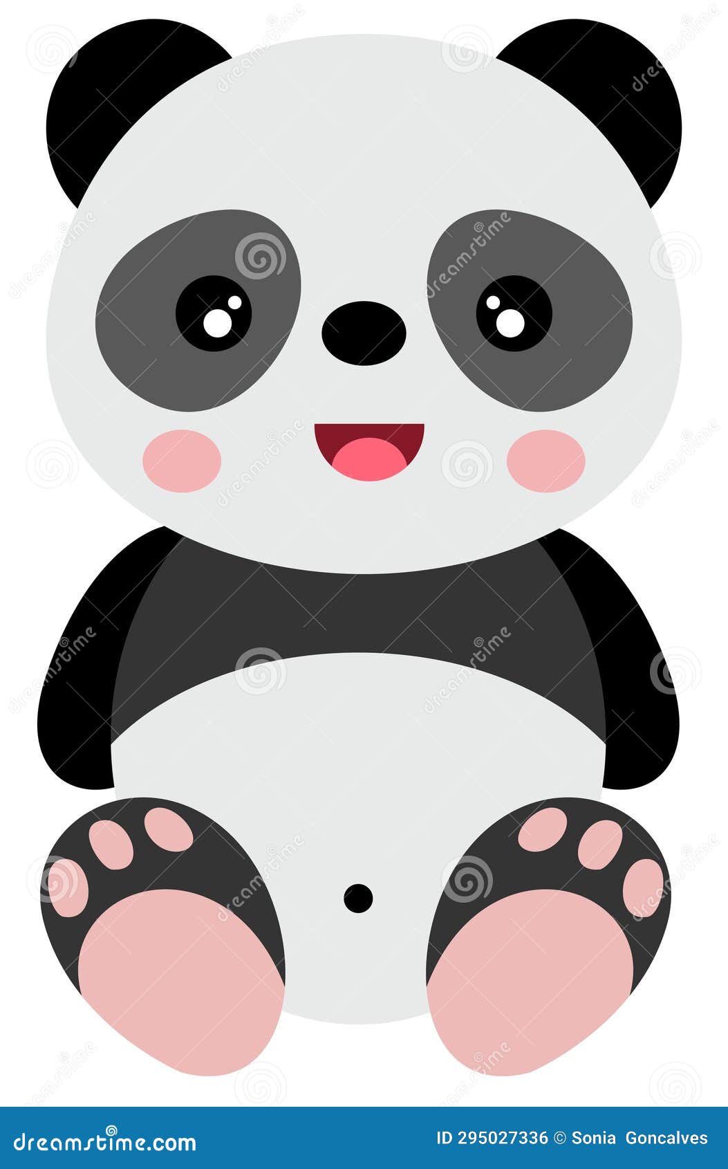Cute Little Panda Sitting Isolate Stock Illustration - Illustration of ...