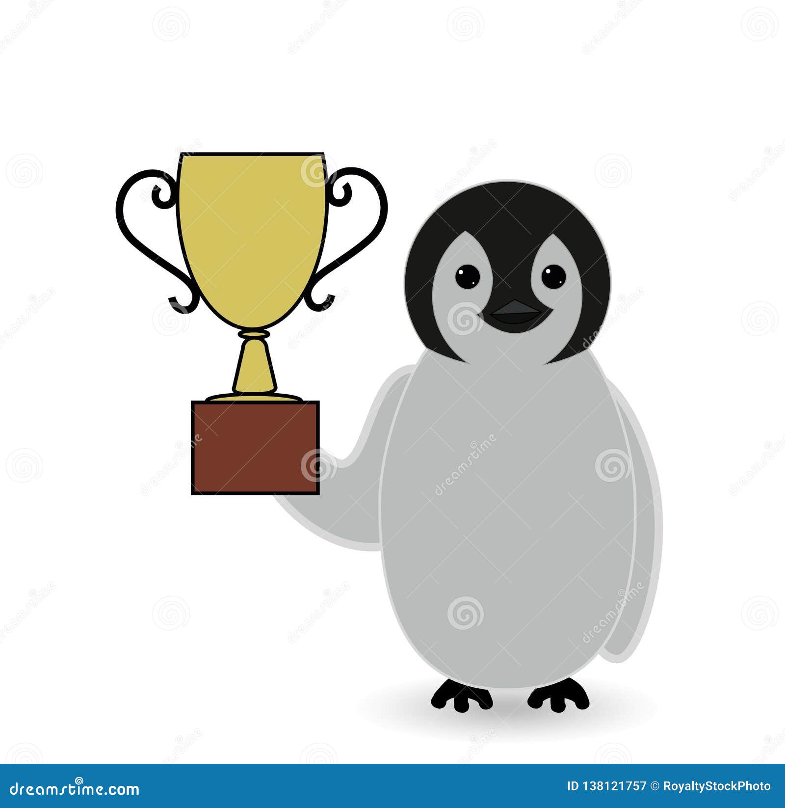 Cute Little Penguin Won the Trophy Cup Stock Illustration ...