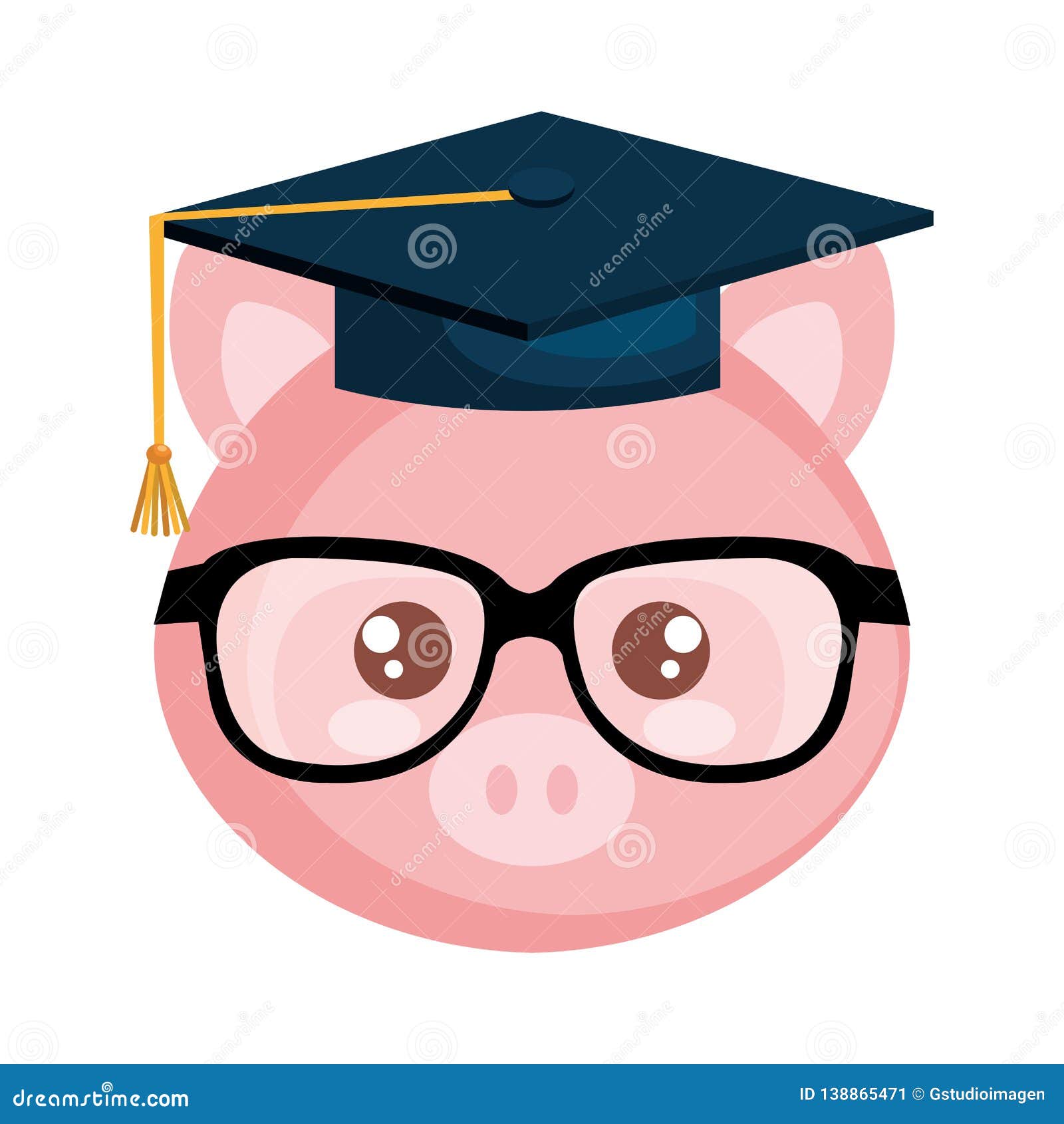 Cute little pig character stock vector. Illustration of graduation ...
