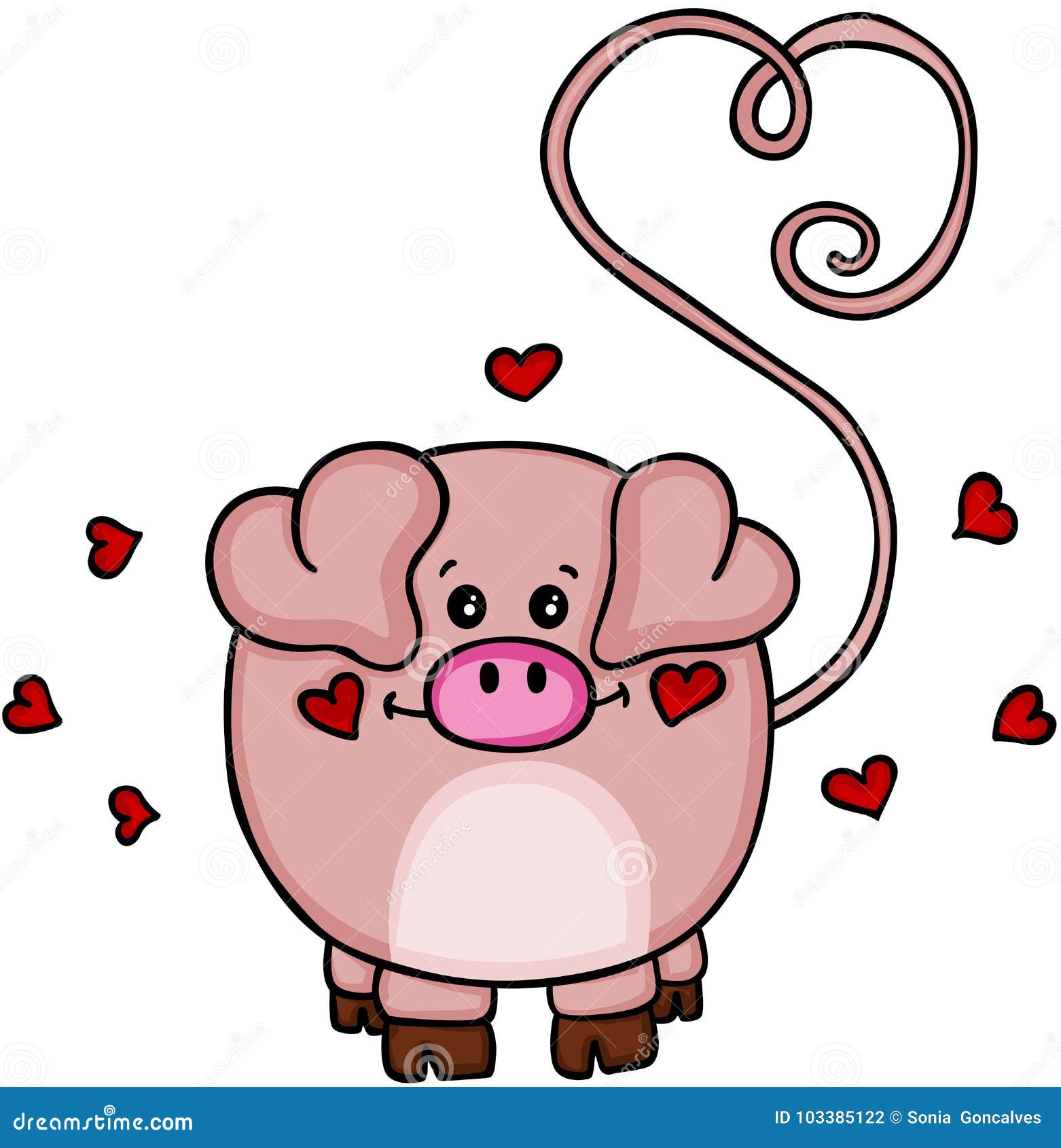 Cute little pig in love stock vector. Illustration of feeling - 103385122