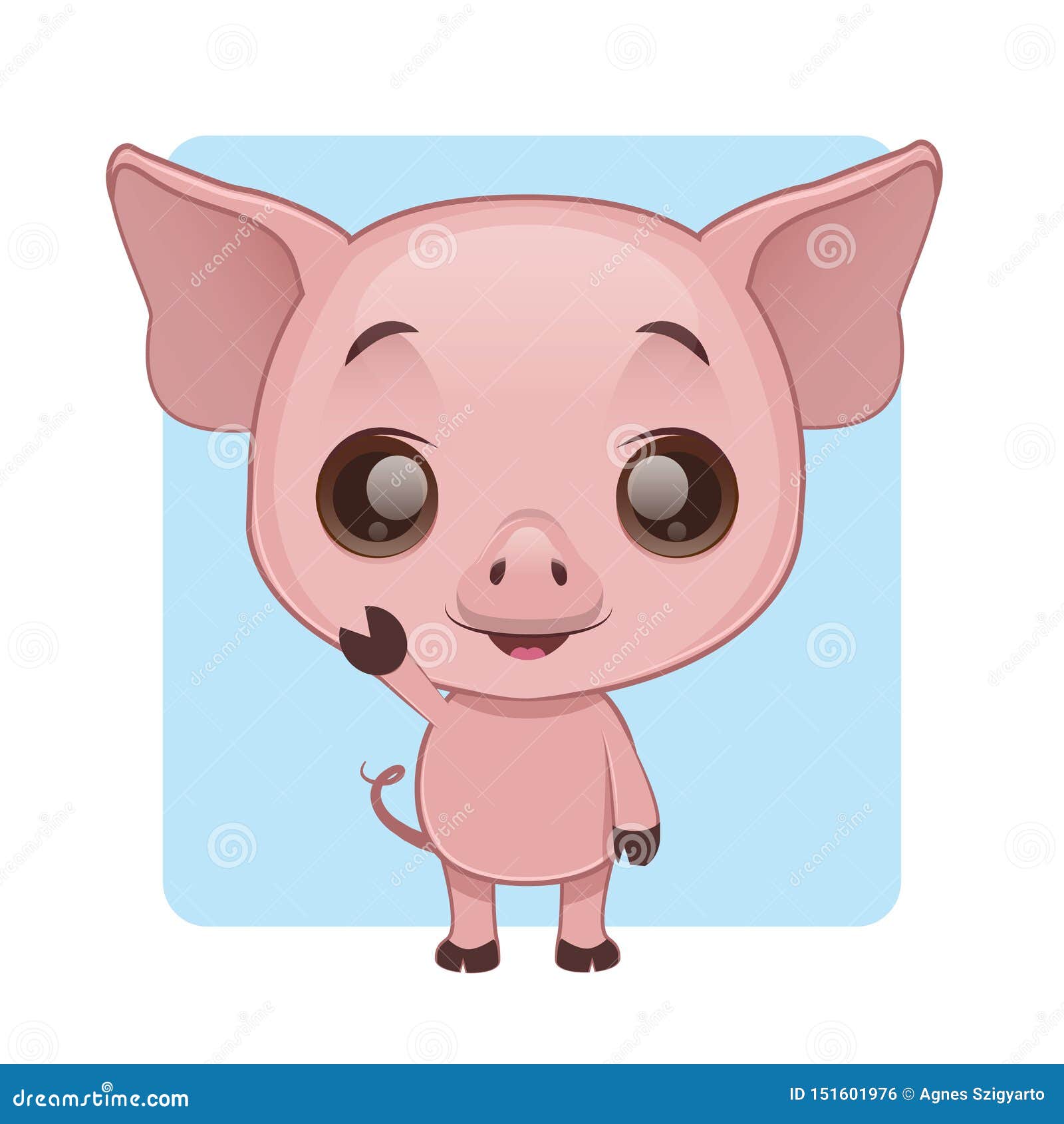 Cute little pig waving stock vector. Illustration of animal - 151601976