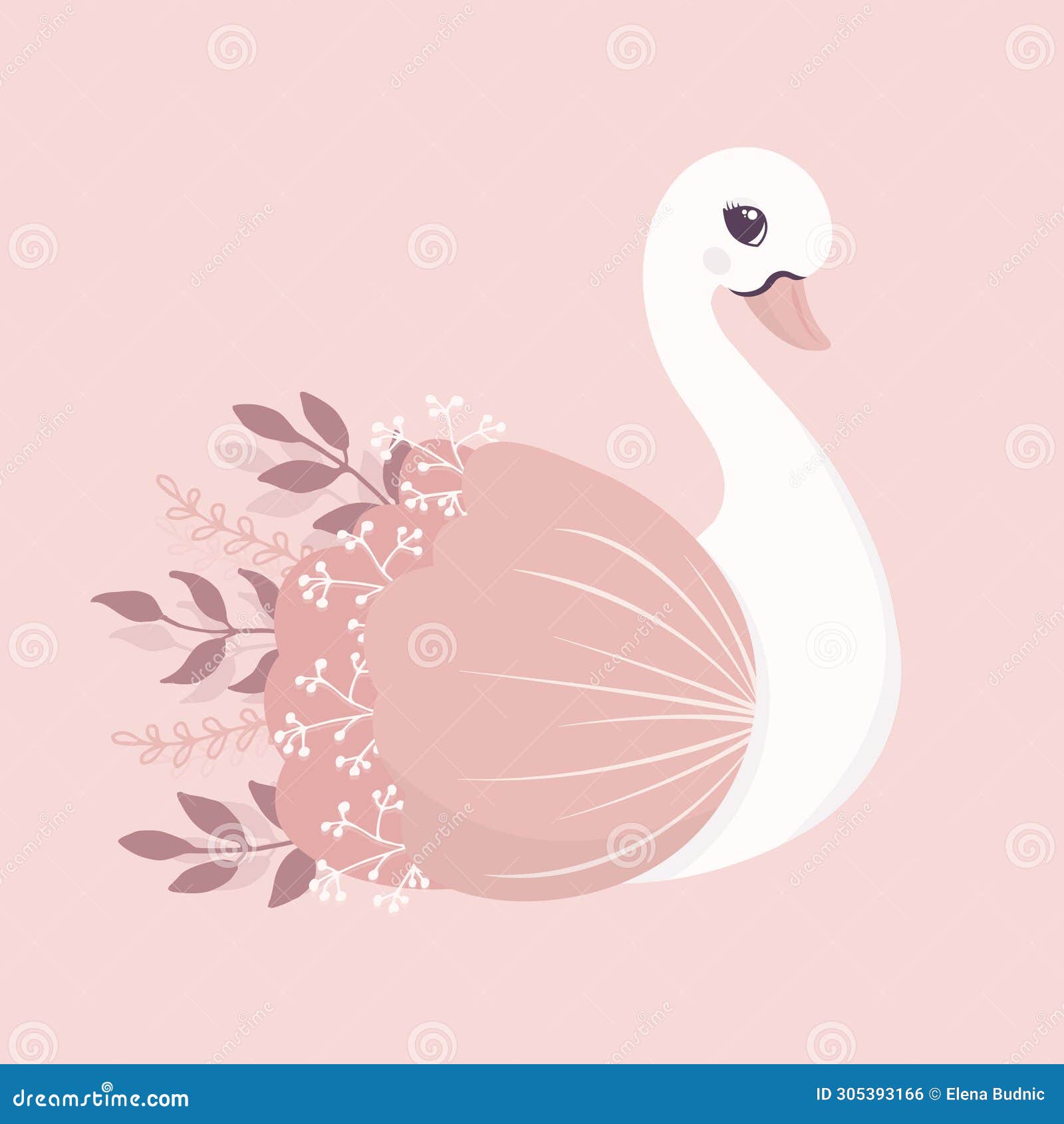Cute Little Pink Princess Swan Stock Illustration - Illustration of ...