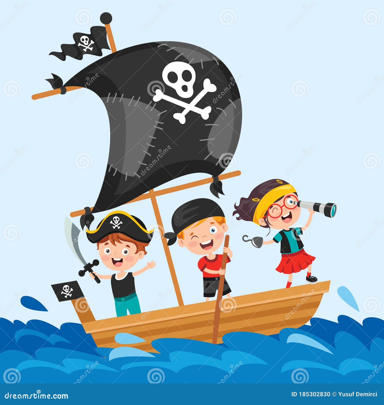 Pirate Children, Boys And Girls. Kids Pirate Captain And Sailor ...