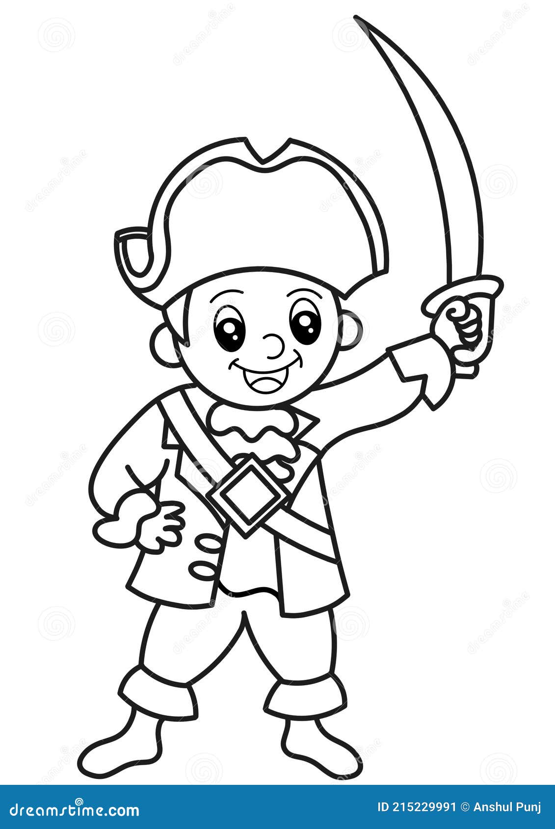 Pirate Coloring Page For Children With Palm Trees, Treasure Chest ...