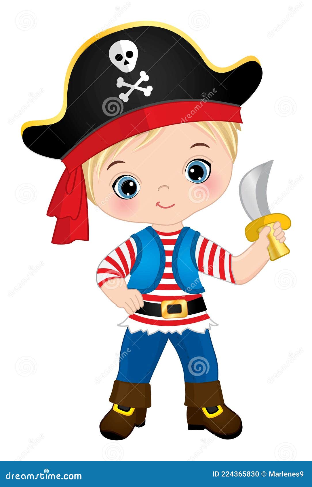 Cute Little Pirate Holding Knife. Vector Pirate | CartoonDealer.com ...