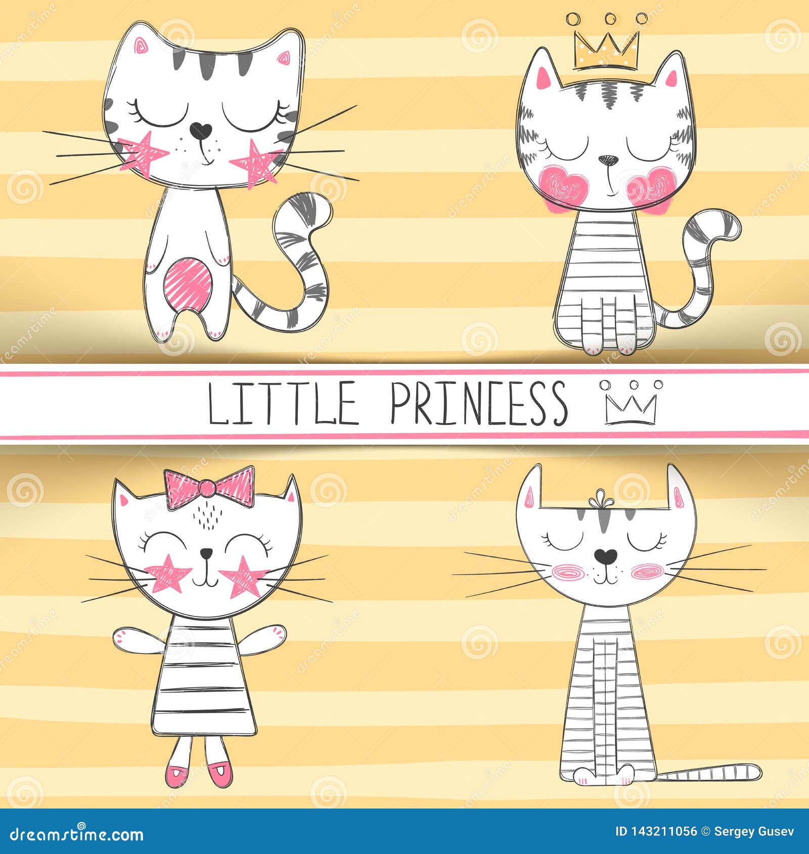 Cute Little Princess - Cat Characters Stock Vector - Illustration of ...