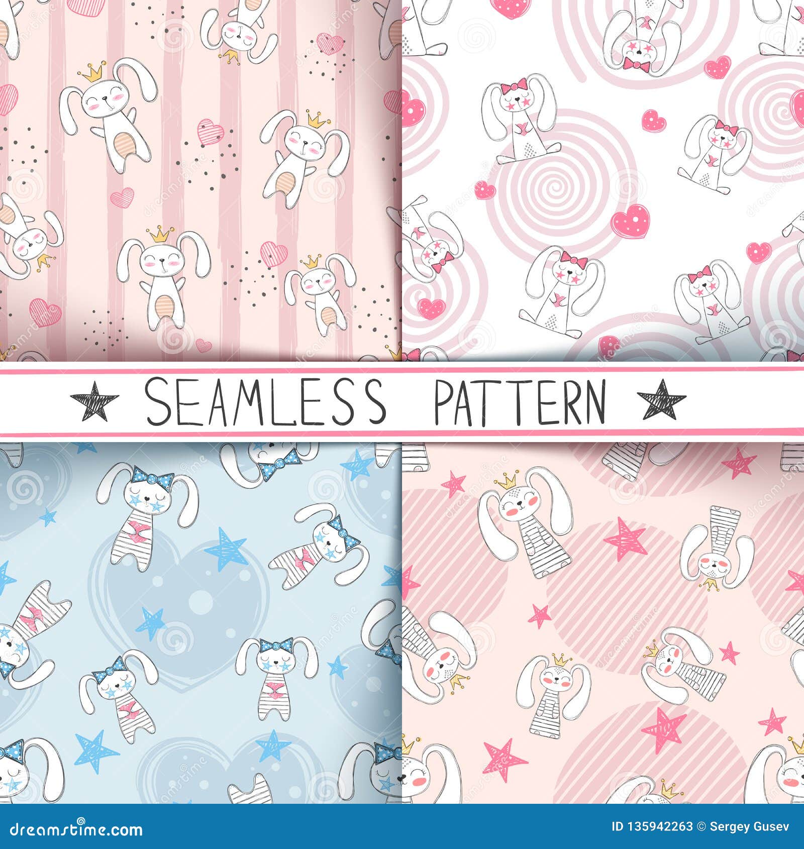 Cute Little Princess - Seamless Pattern. Stock Vector - Illustration of ...
