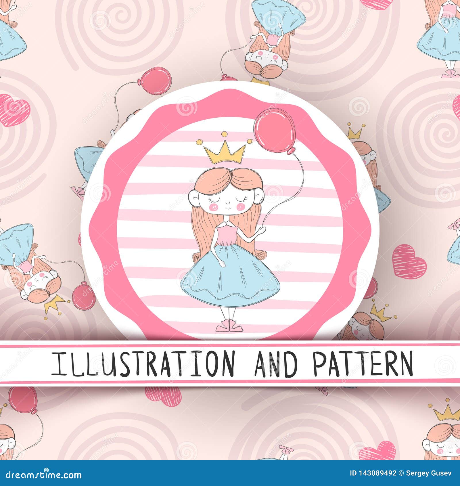 Cute Little Princess - Seamless Pattern Stock Vector - Illustration of ...