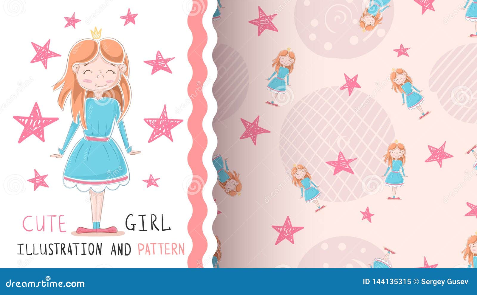 Cute Little Princess - Seamless Pattern Stock Vector - Illustration of ...