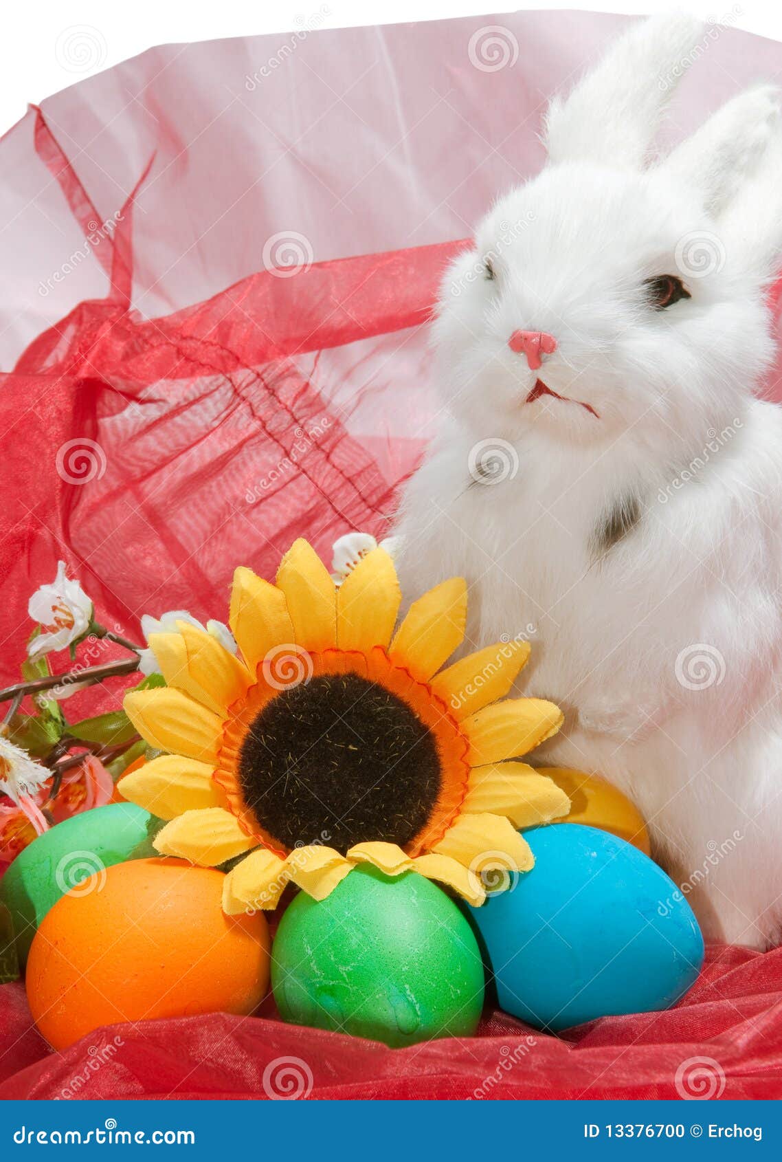 Cute Little Rabbit in Basket Stock Photo - Image of playful, holiday ...