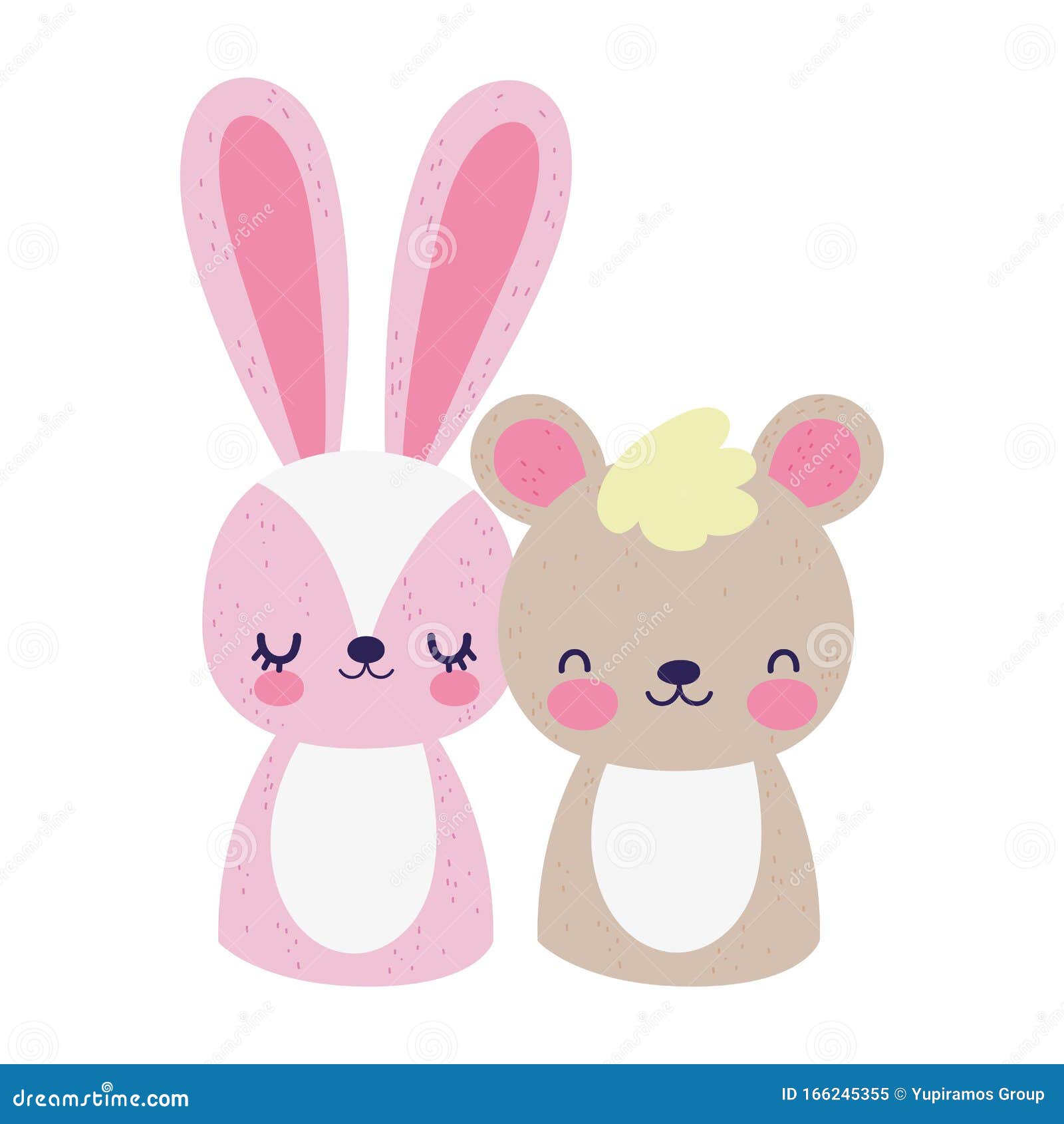 Cute Little Rabbit and Bear Cartoon Design Stock Vector - Illustration ...