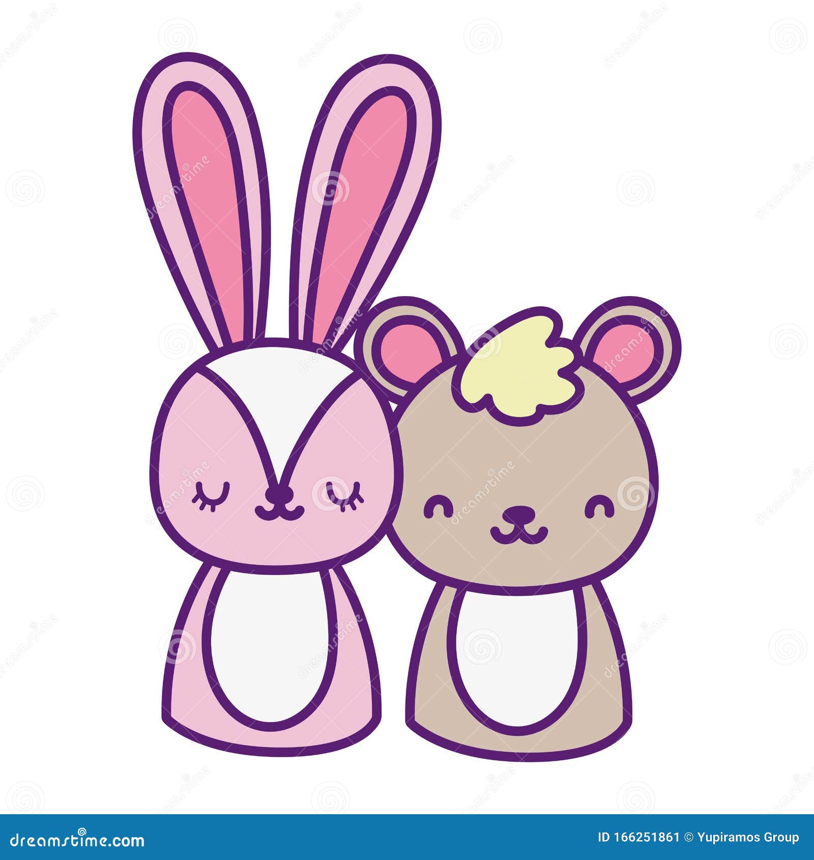 Cute Little Rabbit and Bear Cartoon Design Stock Vector - Illustration ...