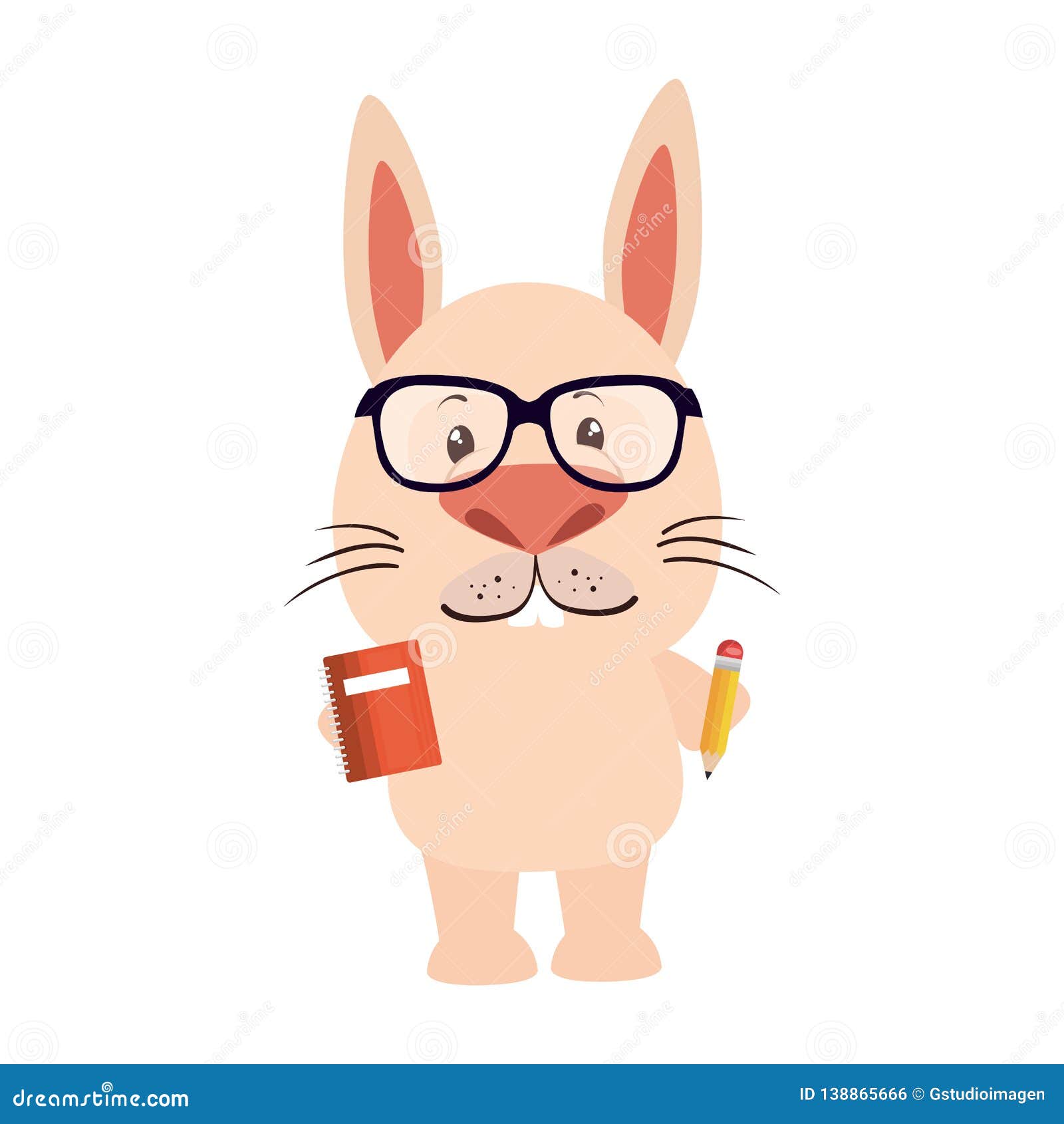 Cute Little Rabbit Character Stock Vector - Illustration of genius ...