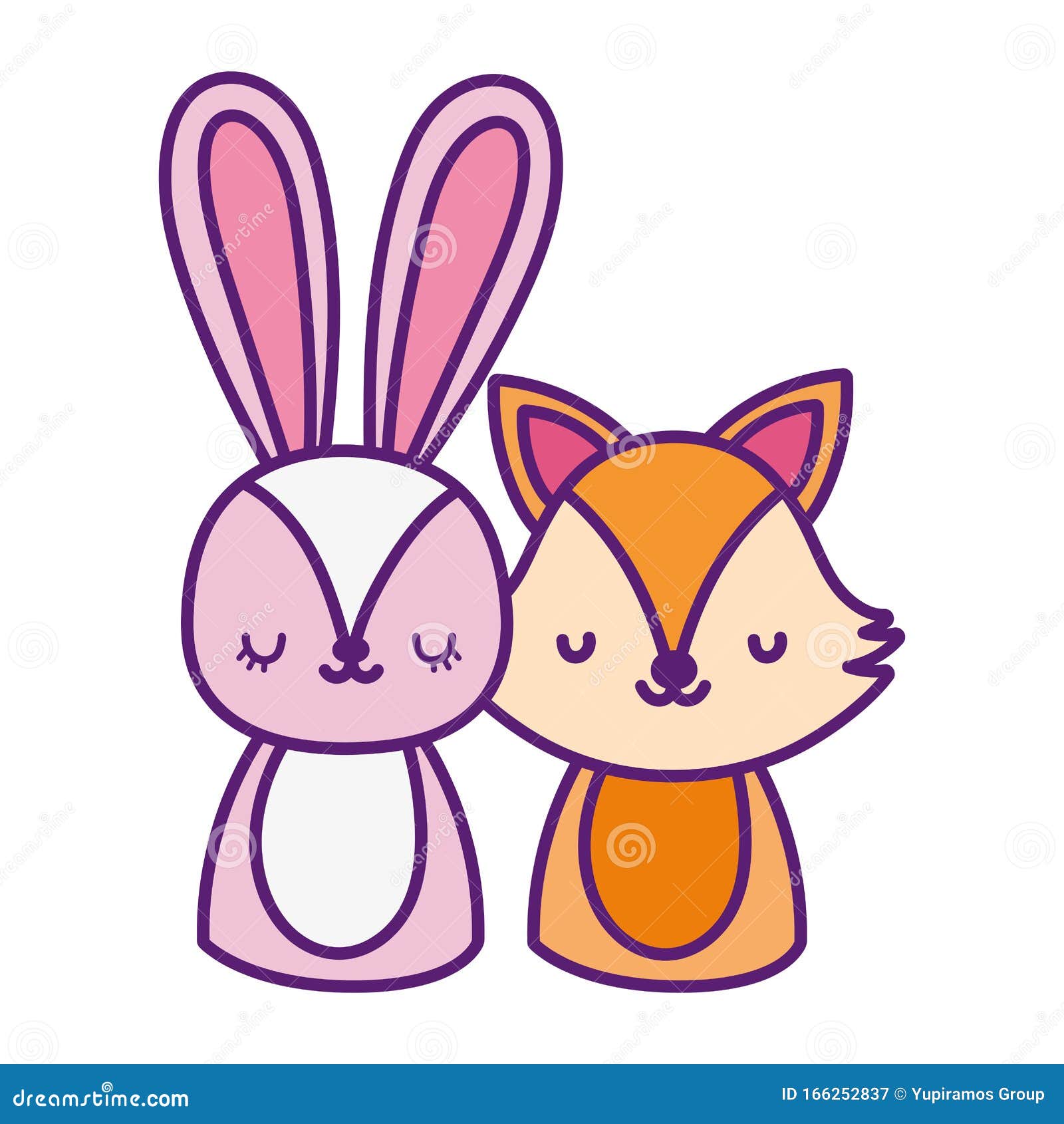 Cute Little Rabbit and Fox Cartoon Design Stock Vector - Illustration ...