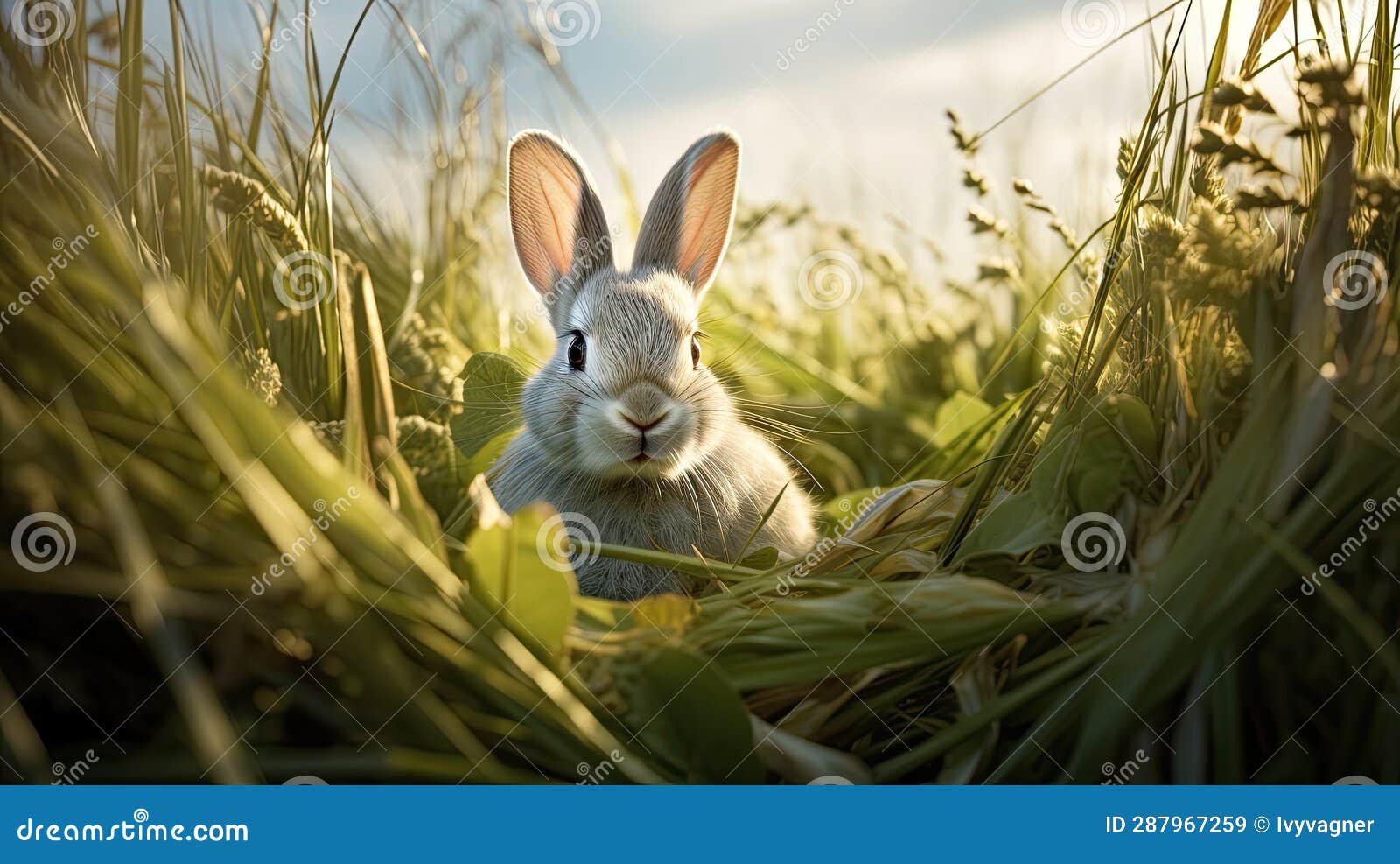 Cute Little Rabbit in Green Grass. Easter Bunny in the Grass Stock ...