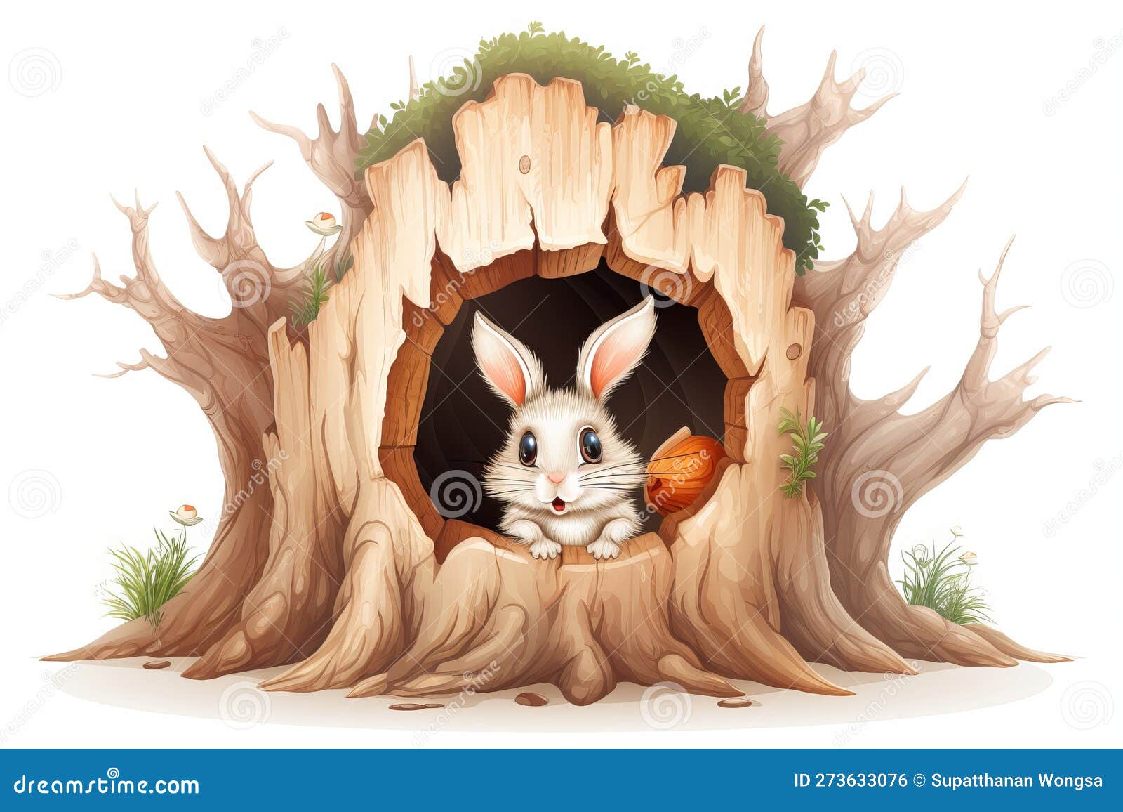 Cute Little Rabbit in the Hollow Stock Photo - Image of feline, hidden ...