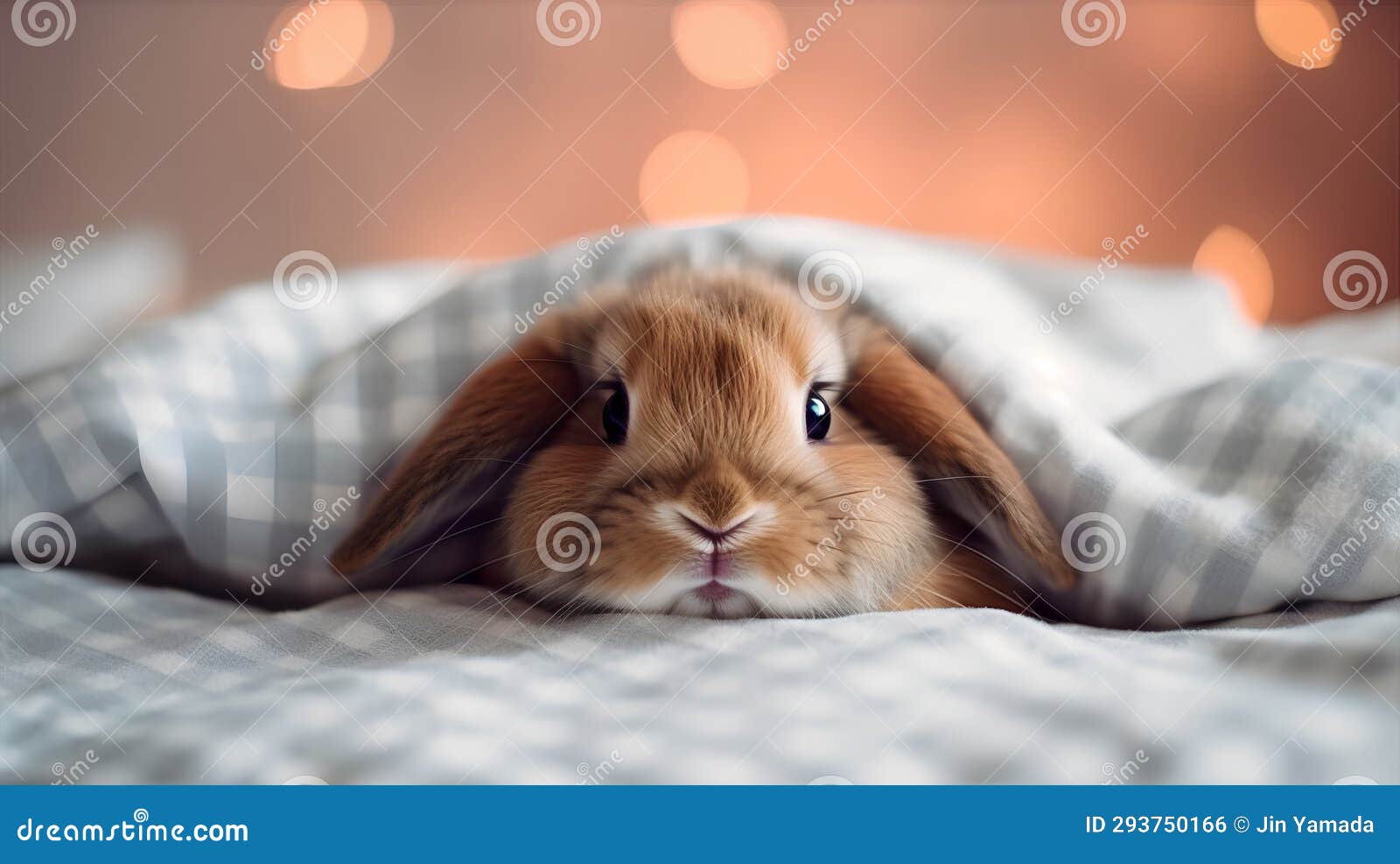 Cute Little Rabbit Lying on the Bed and Looking at the Camera Stock ...