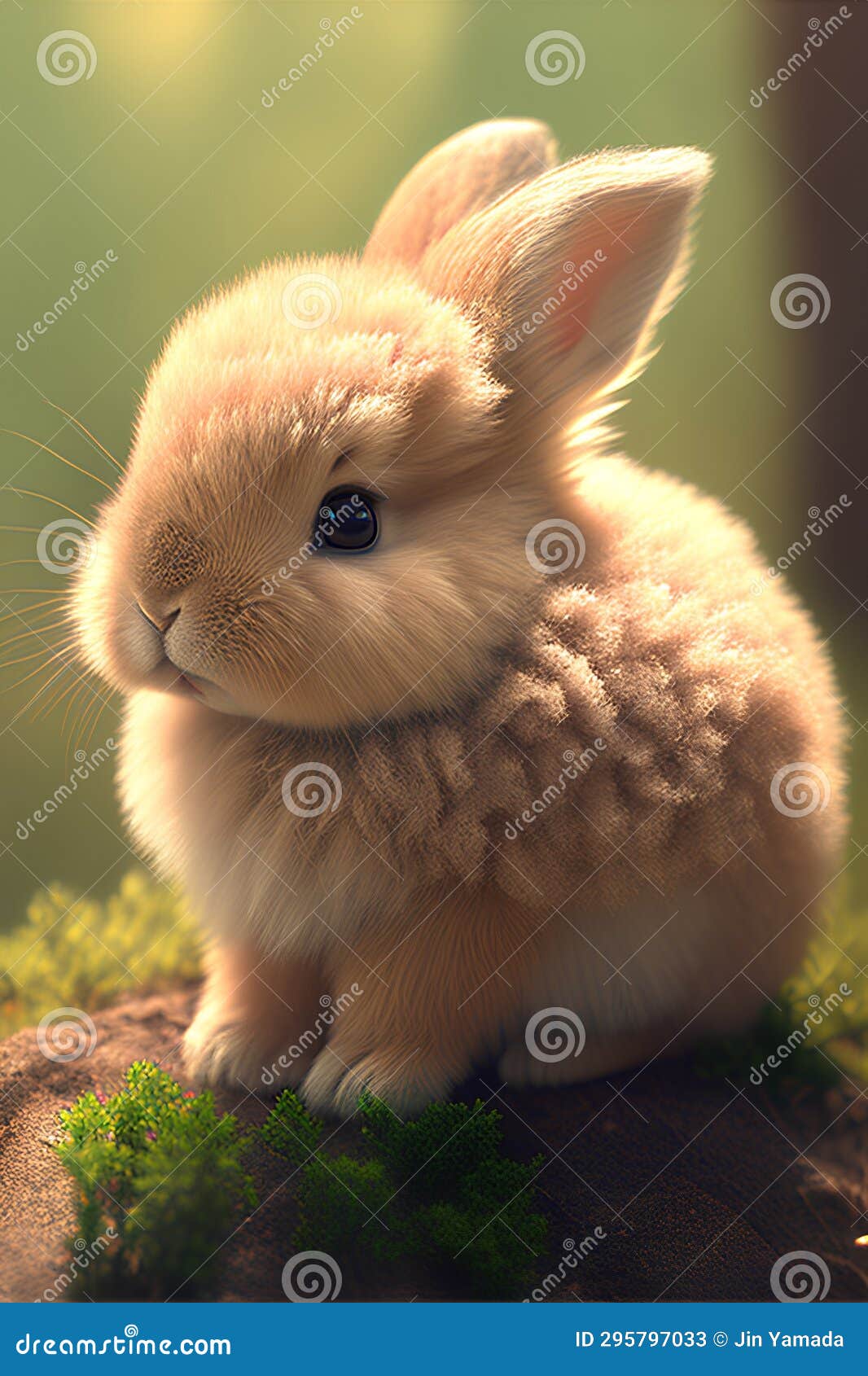 Cute Little Rabbit Sitting on the Ground in the Forest. Retro Style ...