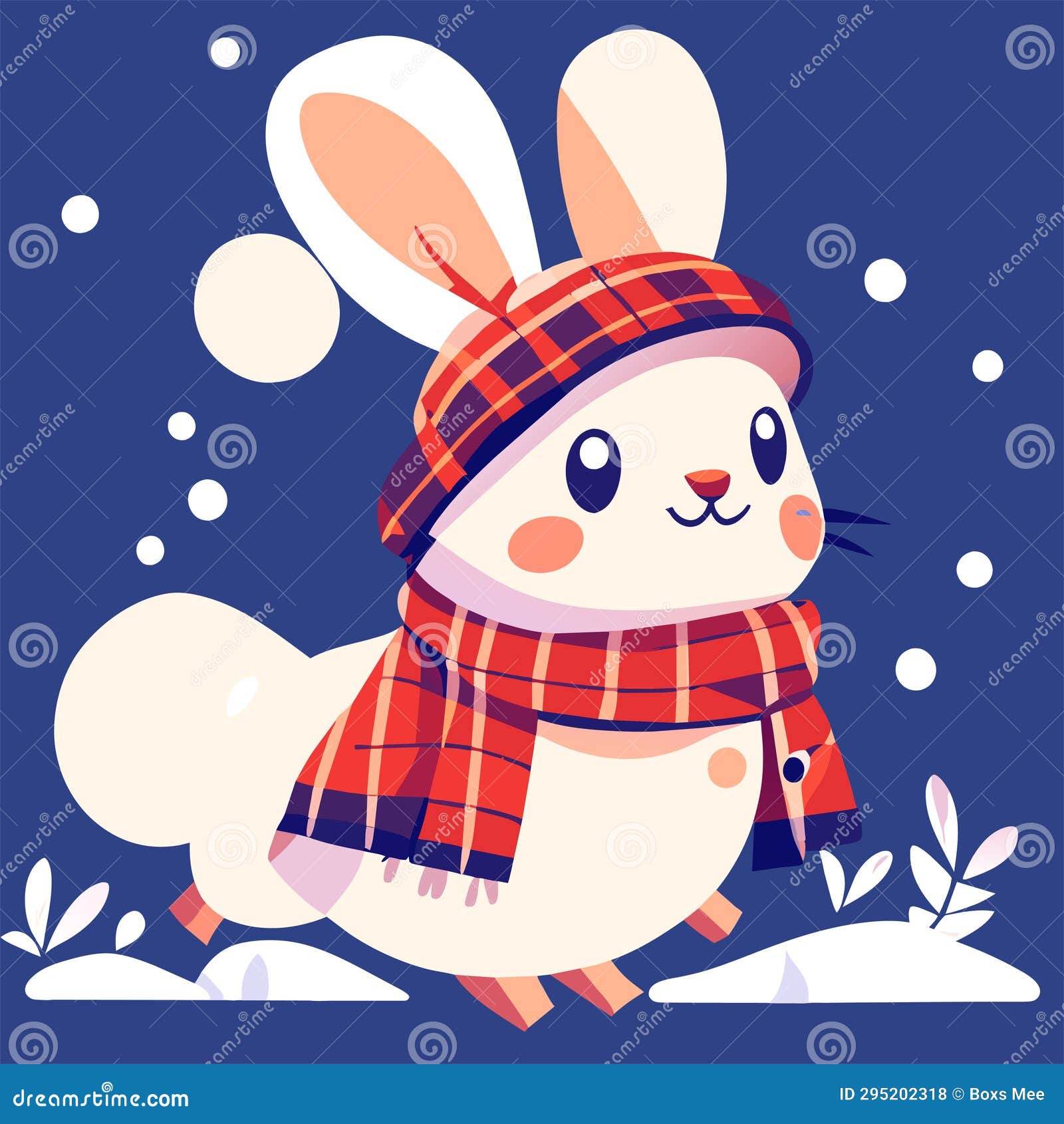 Cute Little Rabbit in Winter Clothes. Vector Illustration in Cartoon ...