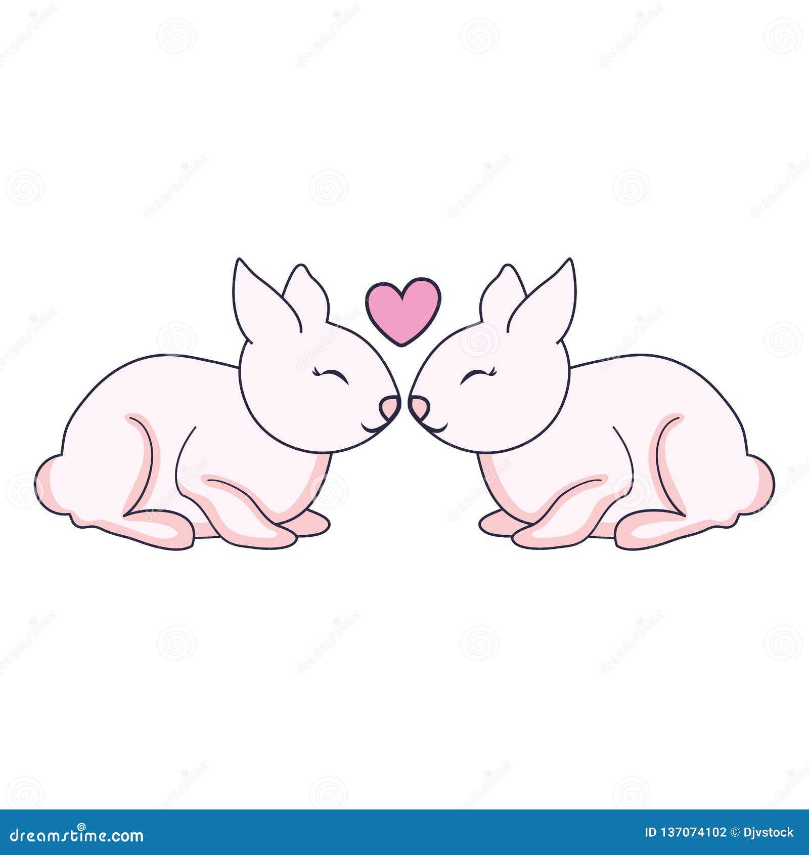 Cute and Little Rabbits Couple Stock Vector - Illustration of creature ...