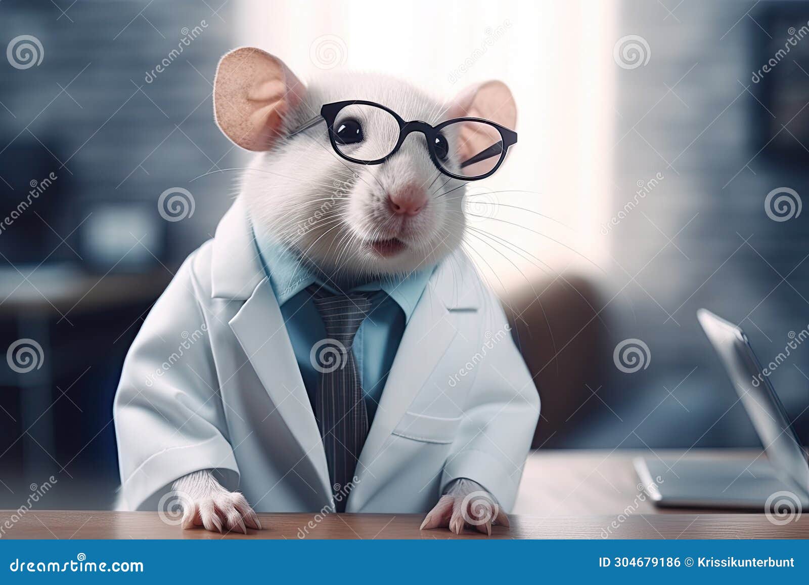 Cute Little Rat Works in Laboratory AI Generated Stock Illustration ...
