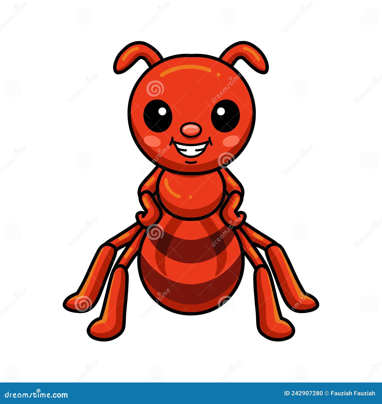 Cute Little Red Ant Cartoon Stock Vector - Illustration of small, happy ...