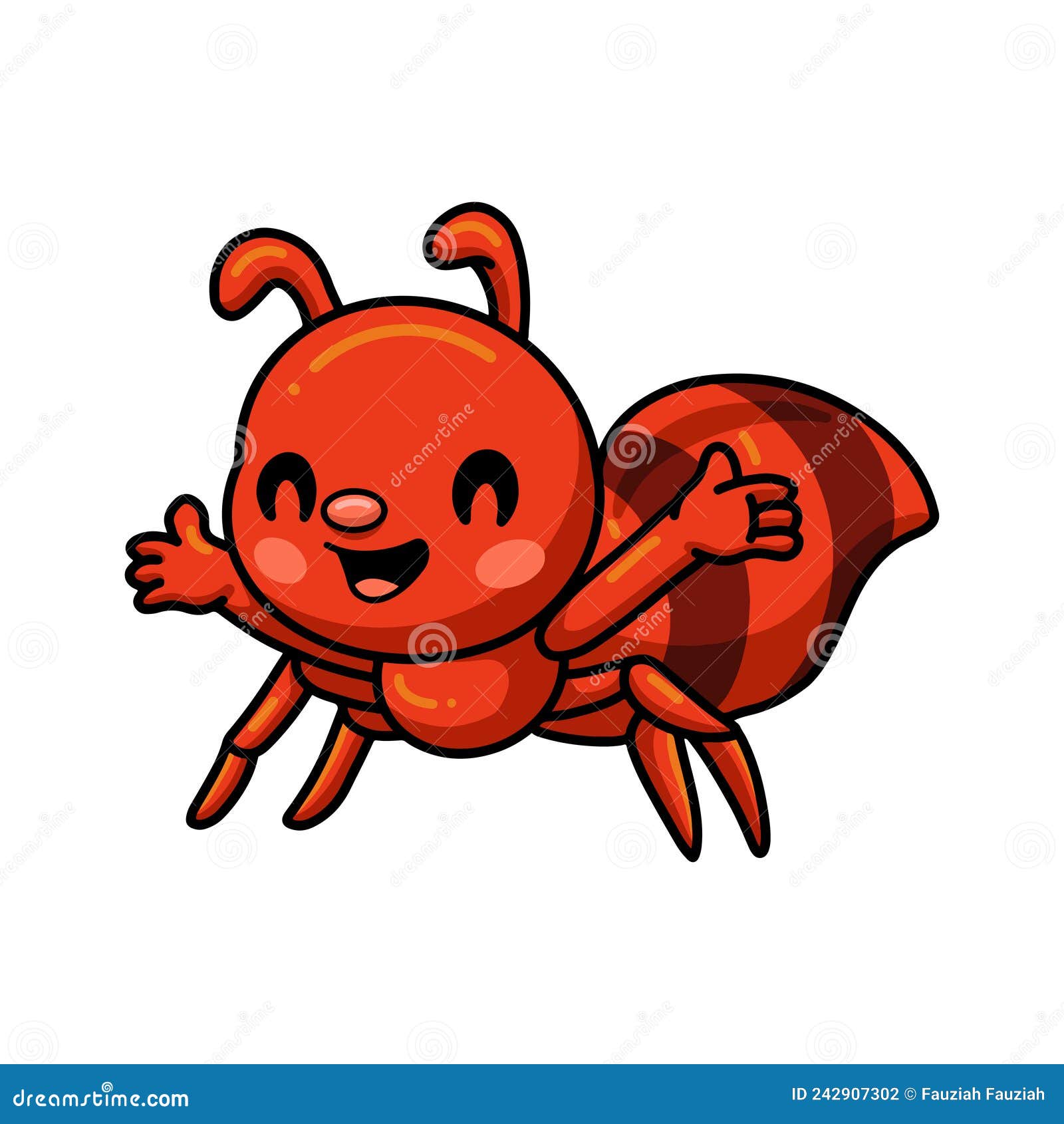 Cute Little Red Ant Cartoon Stock Vector - Illustration of icon ...