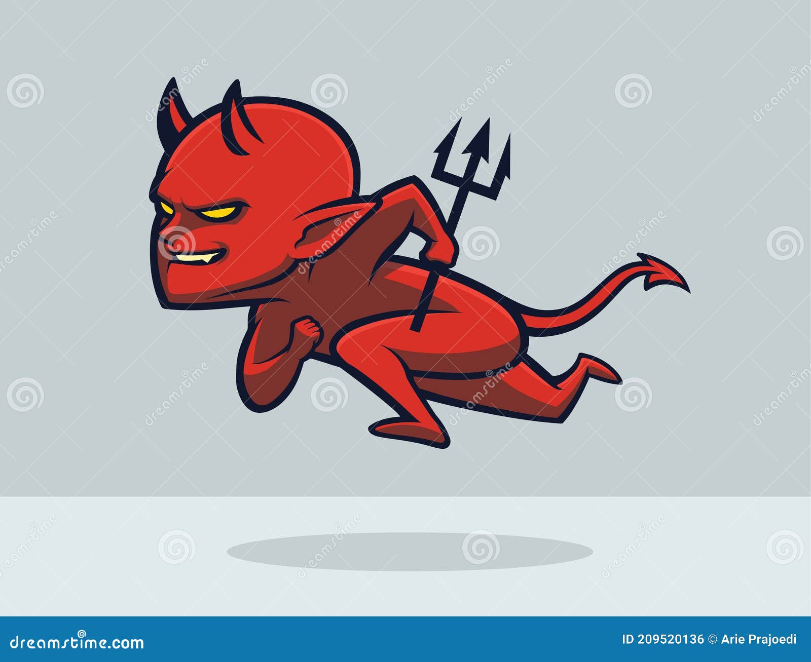 Little cute devil running stock vector. Illustration of character ...