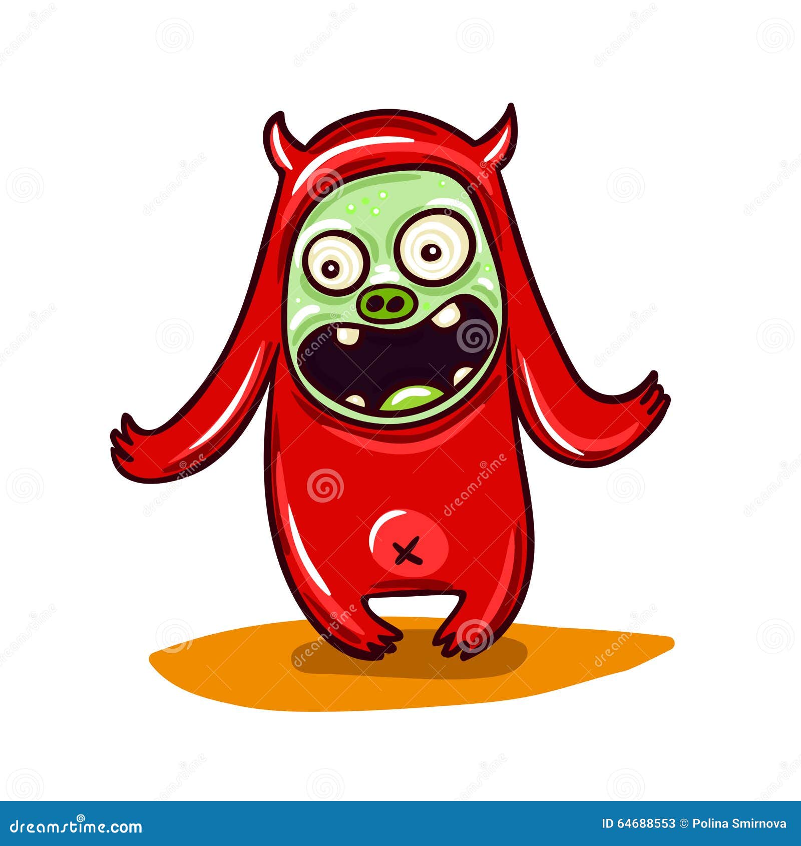 Cute Little Red Monster Illustration Stock Vector - Illustration of ...